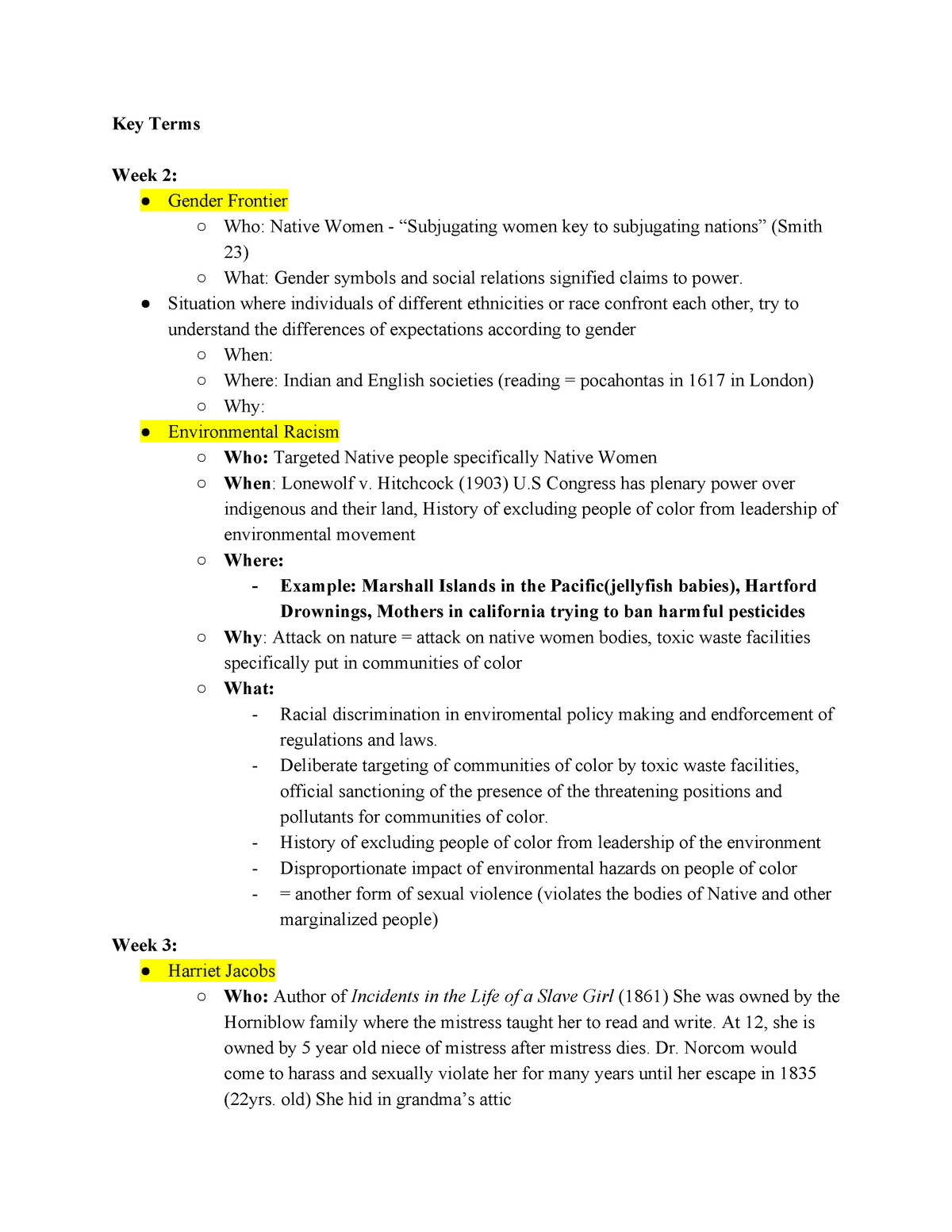 History Midterm Study Guide 2 Key Terms Week 2 Gender Frontier Who