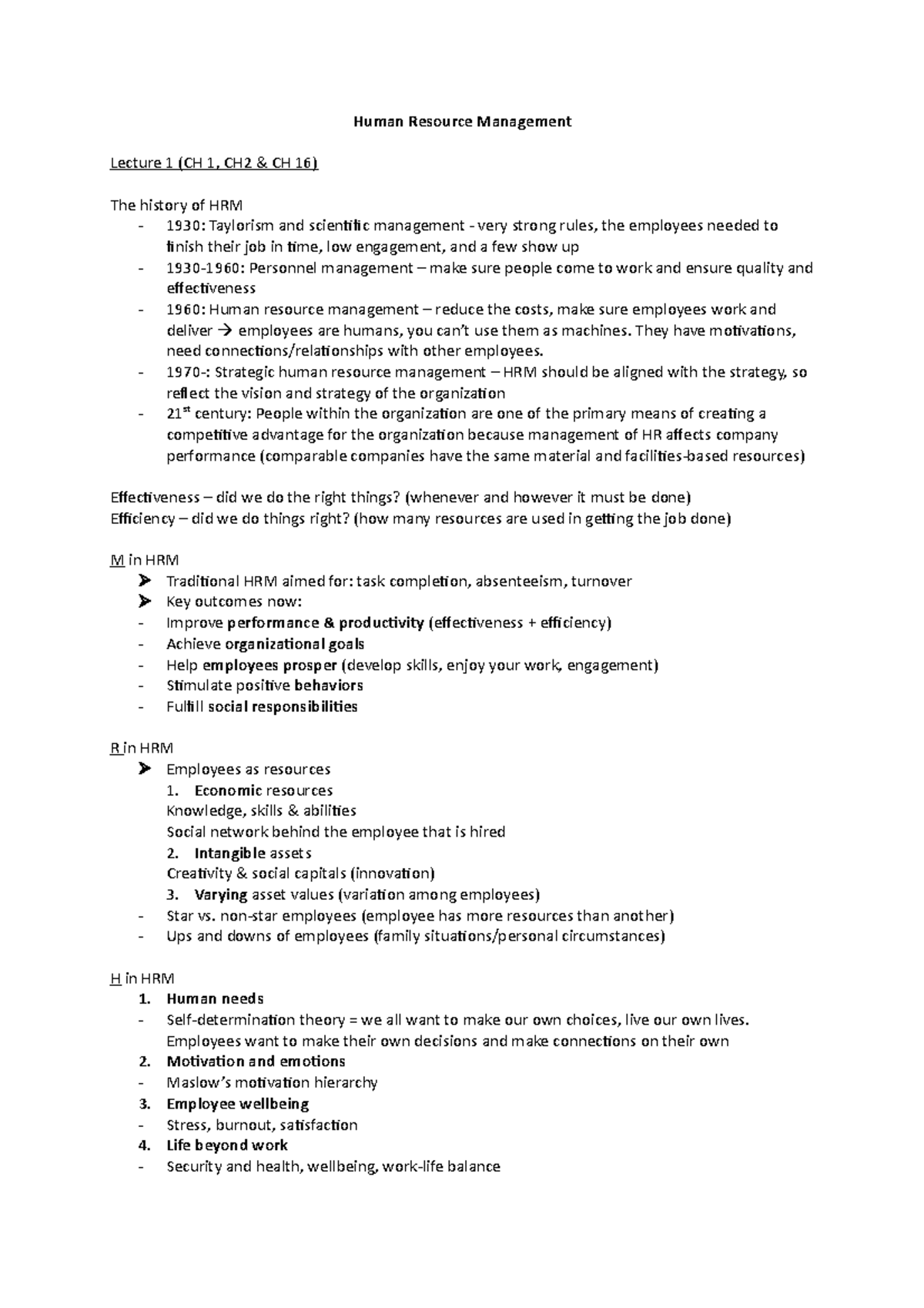 Hrm Lectures Human Resource Management Lecture 1 Ch 1 Ch2 And Ch 16