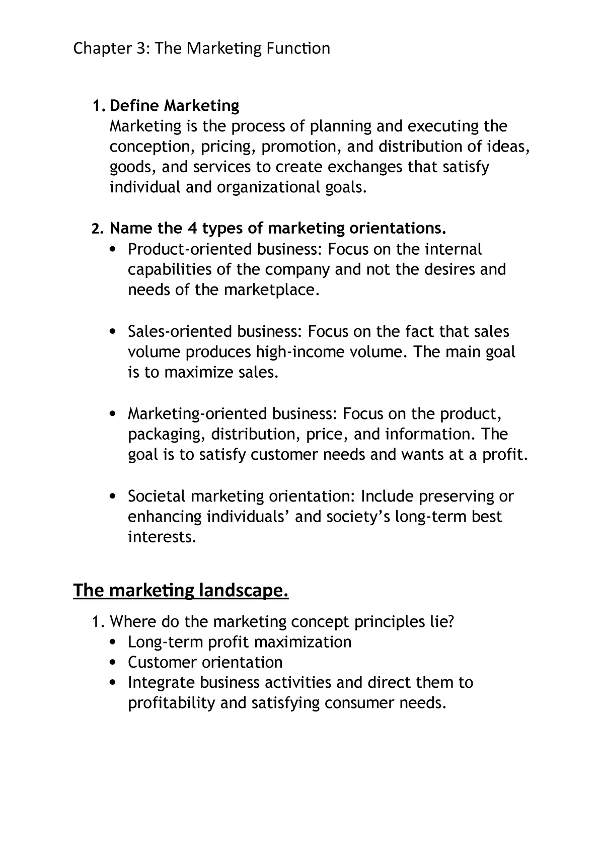 Chapter 3 Marketing Function Define Marketing Marketing Is The