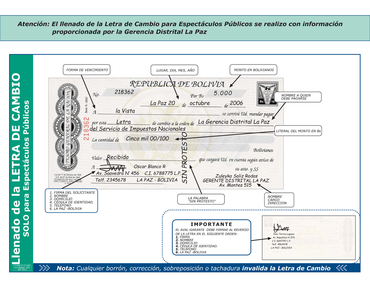 Ejemplo Letra De Cambio Studocu