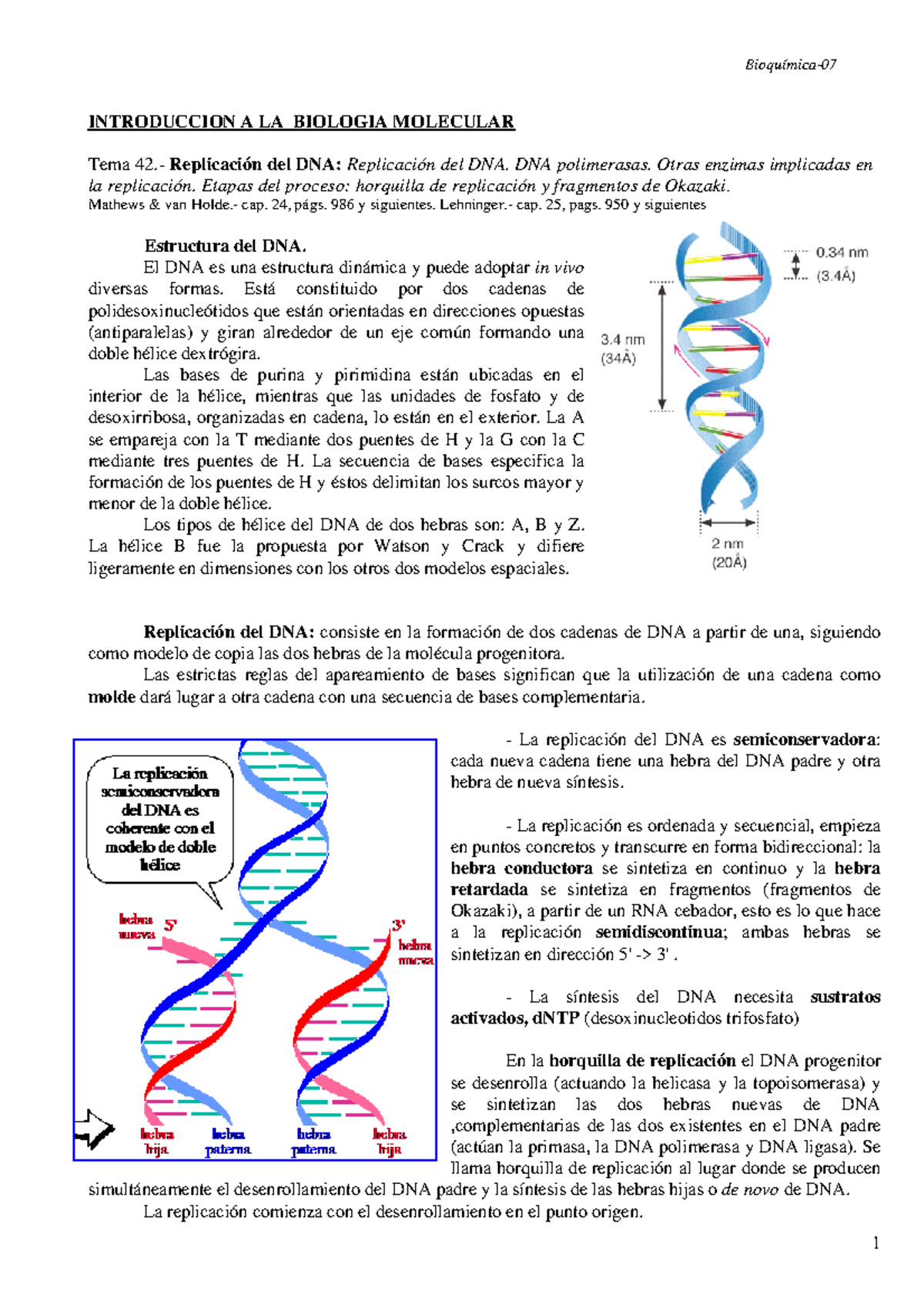 Introduccion A La Biologia Molecular Bioquímica 1 Introduccion A La