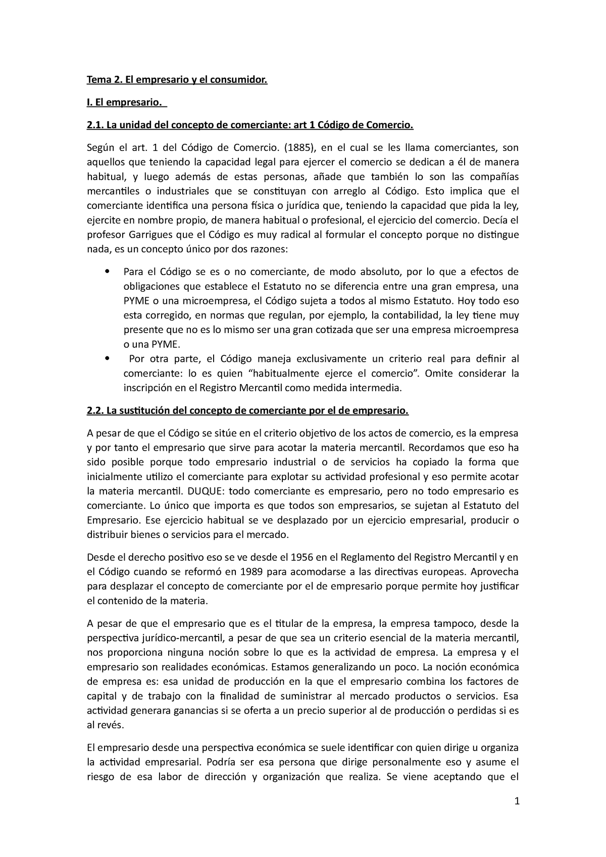 Tema 2 Empresario Y Consumidor Tema 2 El Empresario Y El Consumidor