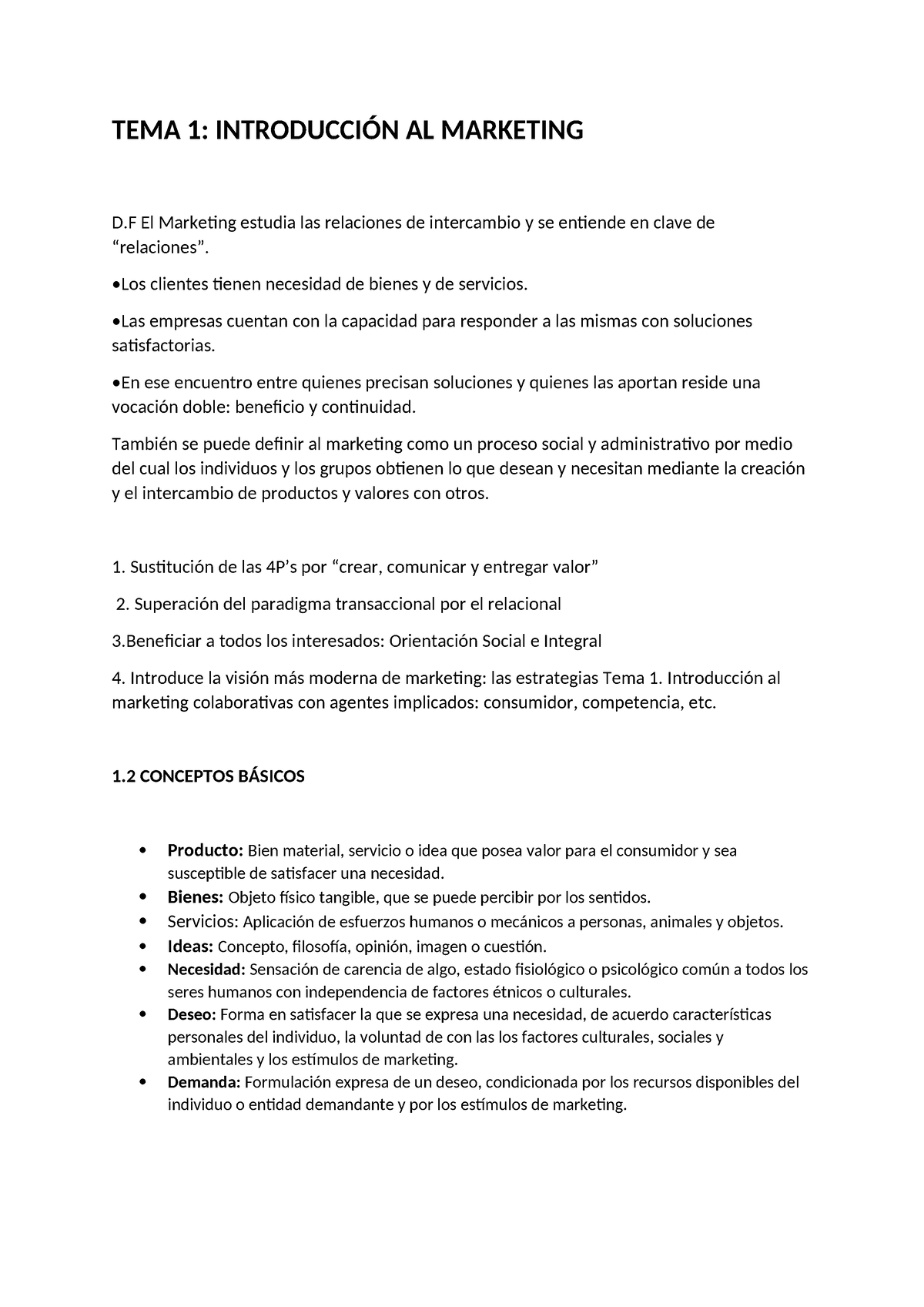 Marketing 1 Tema 1 IntroducciÓn Al Marketing D El Marketing Estudia