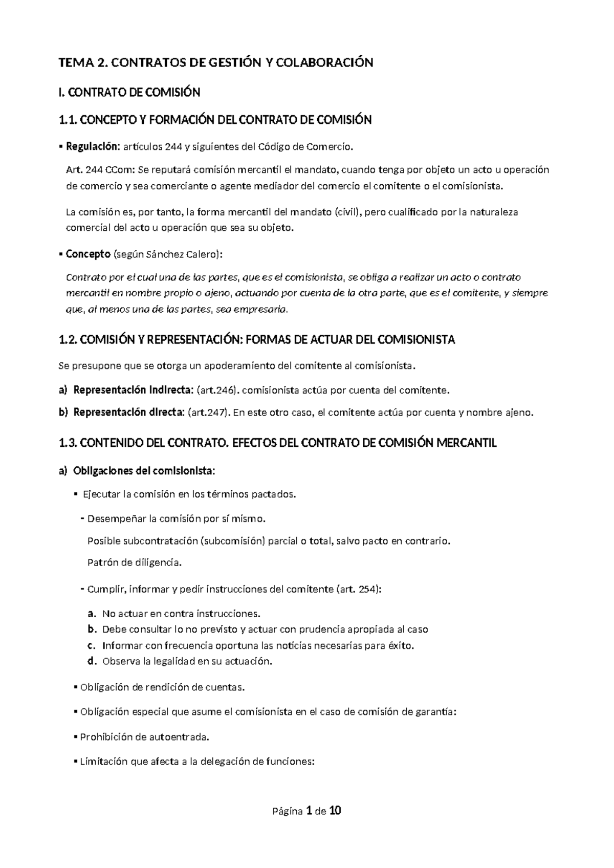 Tema 2 Mercantil Iii Tema 2 Contratos De GestiÓn Y ColaboraciÓn I