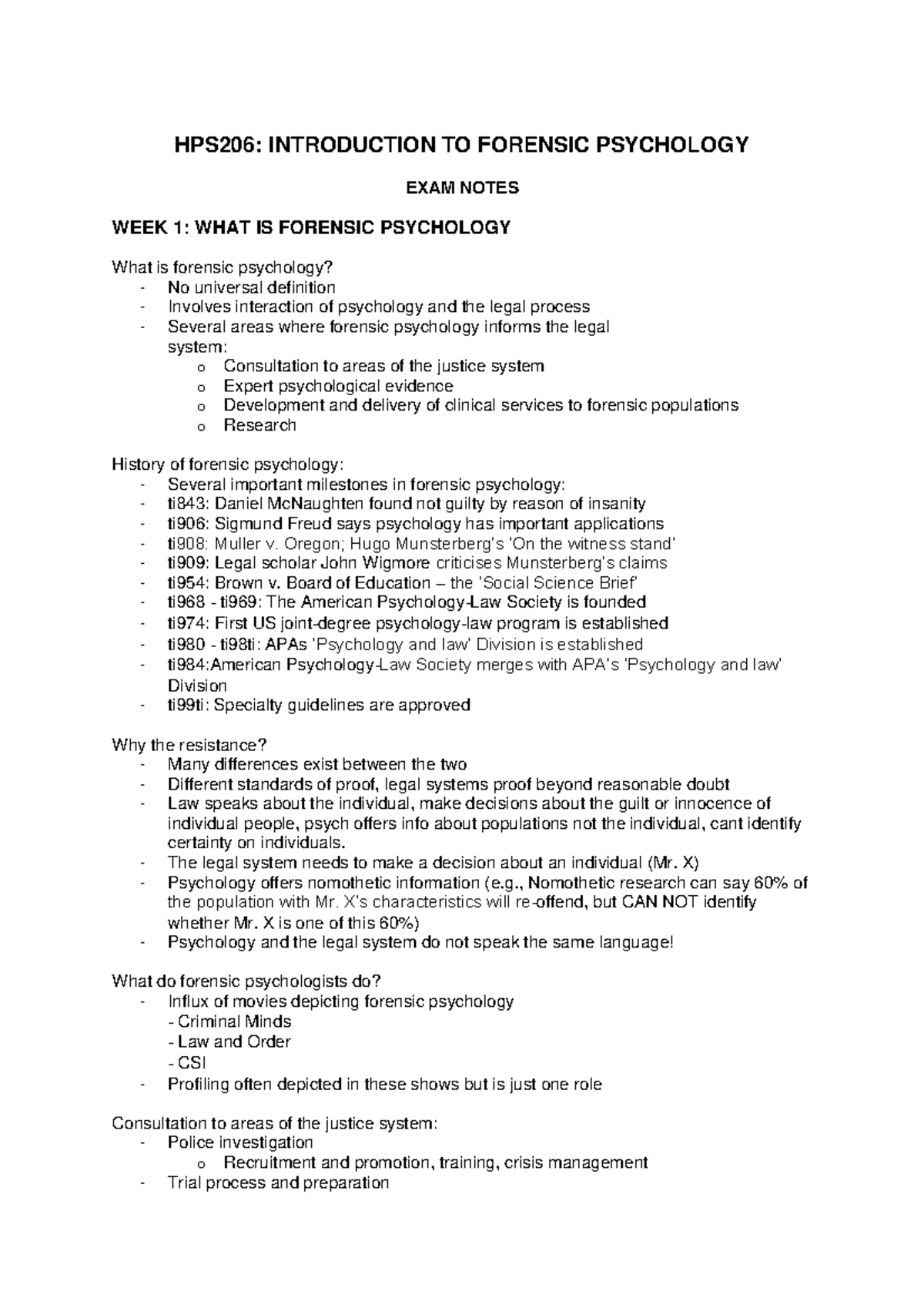 Hps206 Exam Notes 1 Warning Tt Undefined Function 32 Warning Tt