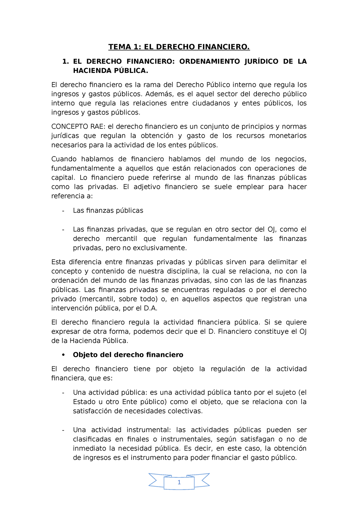 Tema 1 D Apuntes Tema 1 Derecho Financiero Completado Con El Libro