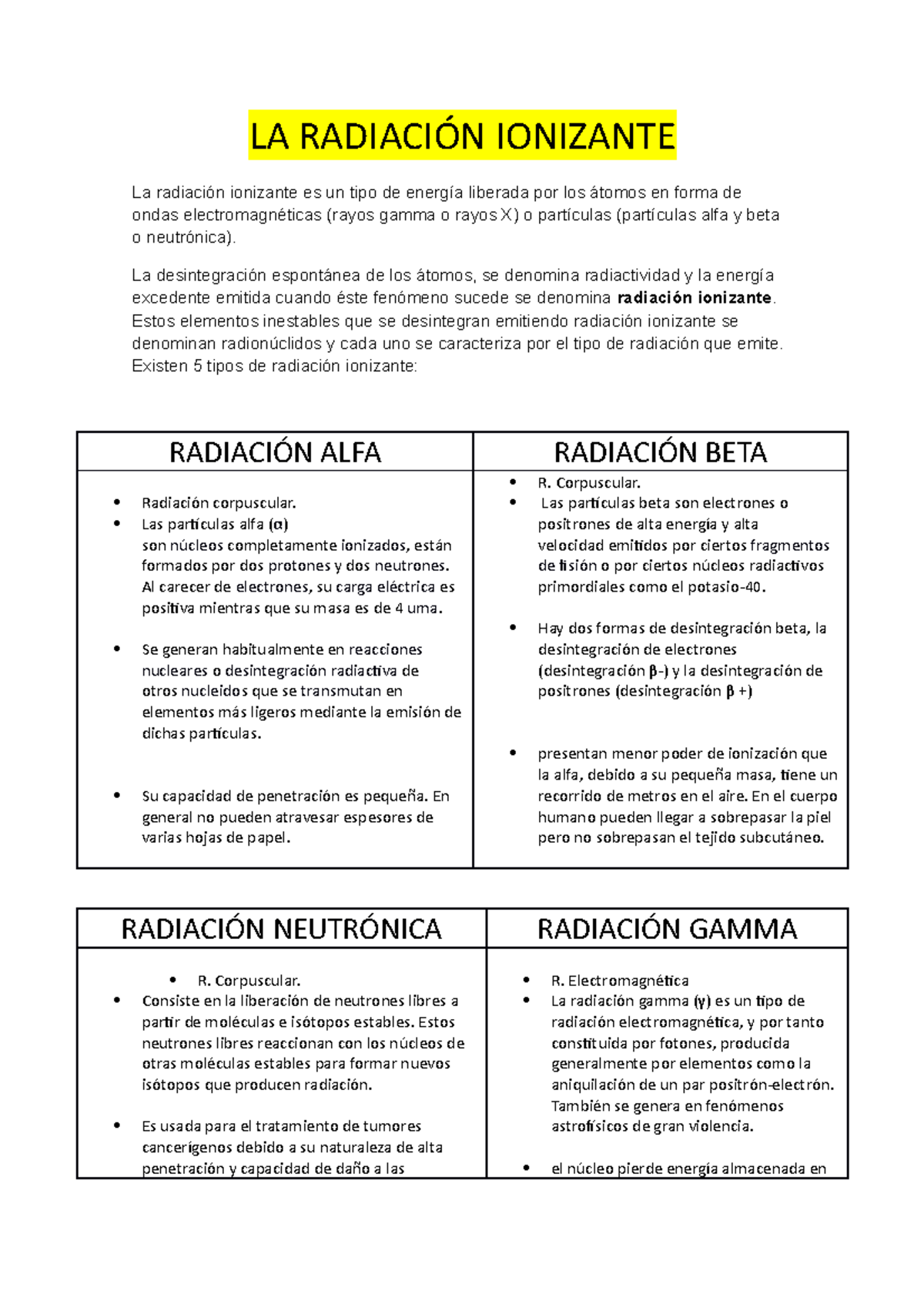 La Radiación Ionizante La RadiaciÓn Ionizante La Radiación Ionizante