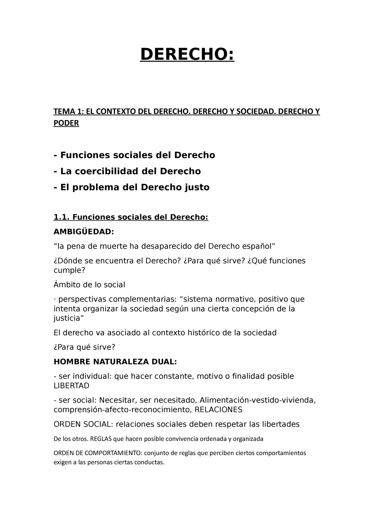 Tema 1 2 Y 3 Apuntes Derecho Tema 1 El Contexto Del Derecho