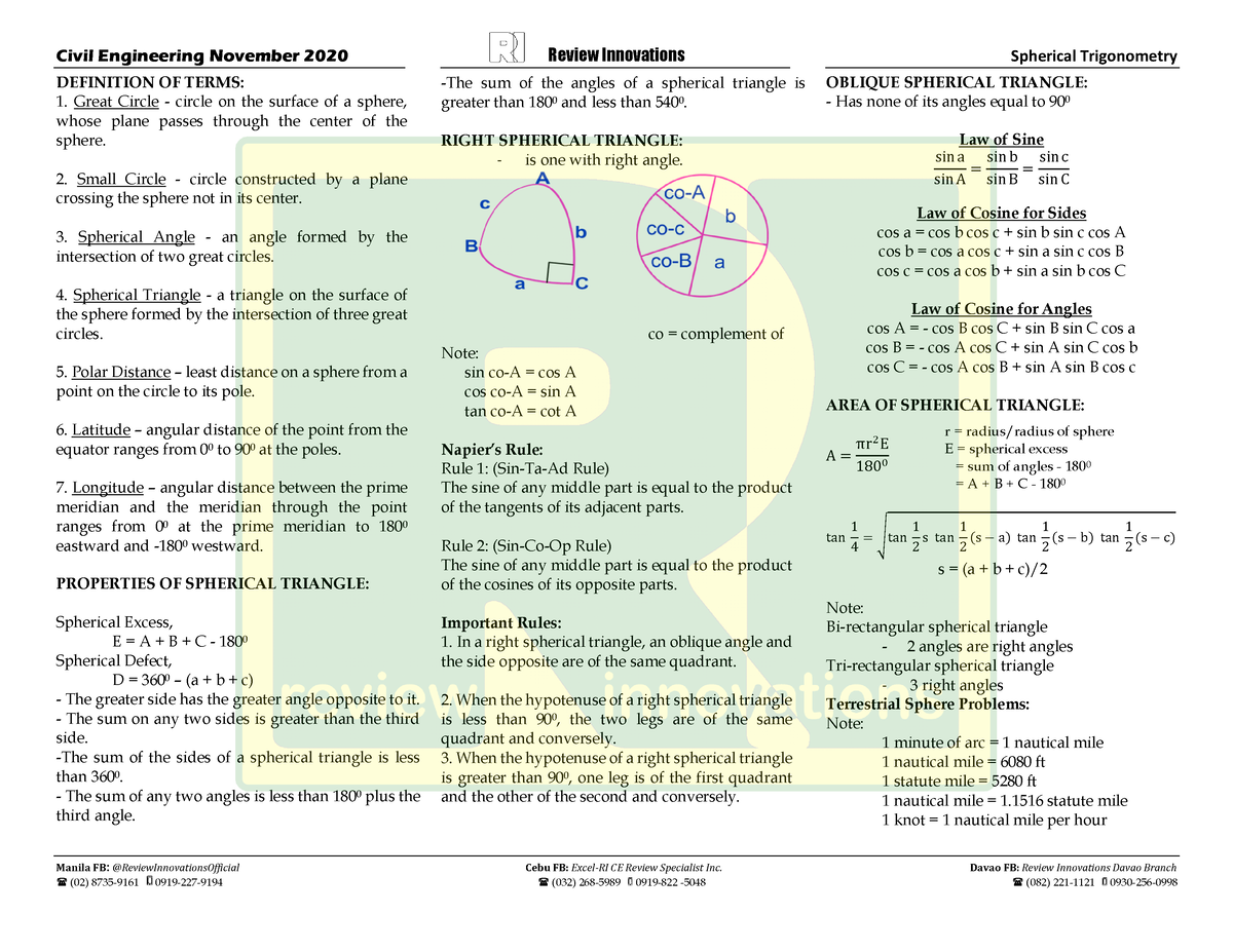 Pdfcoffee Trigonometry Civil Engineering November 2020 Review