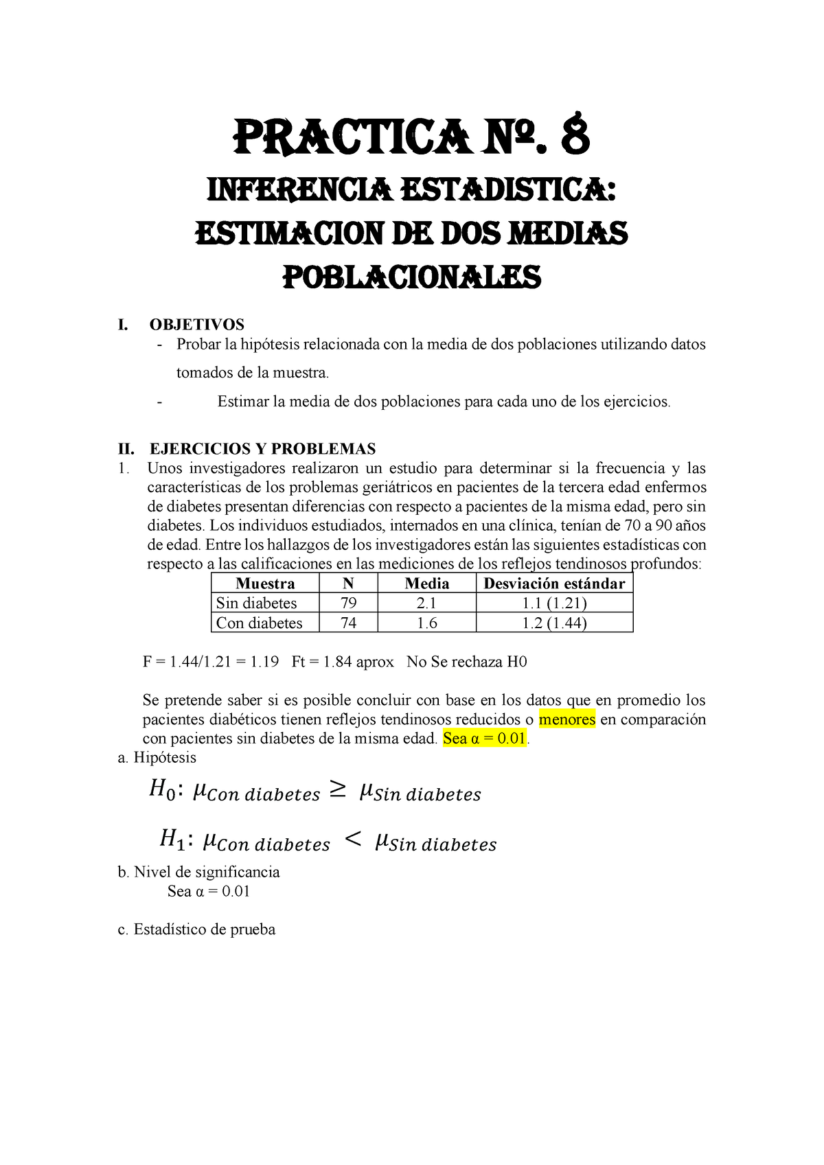 Pr Ctica 8 Inferencia Para 2 Medias Estática Uv Studocu