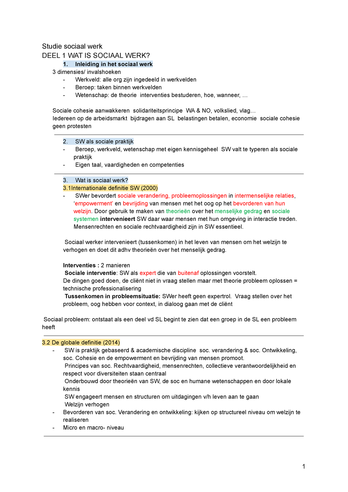 Studie Sw Samenvatting Studie Sociaal Werk Deel 1 Wat Is Sociaal Werk