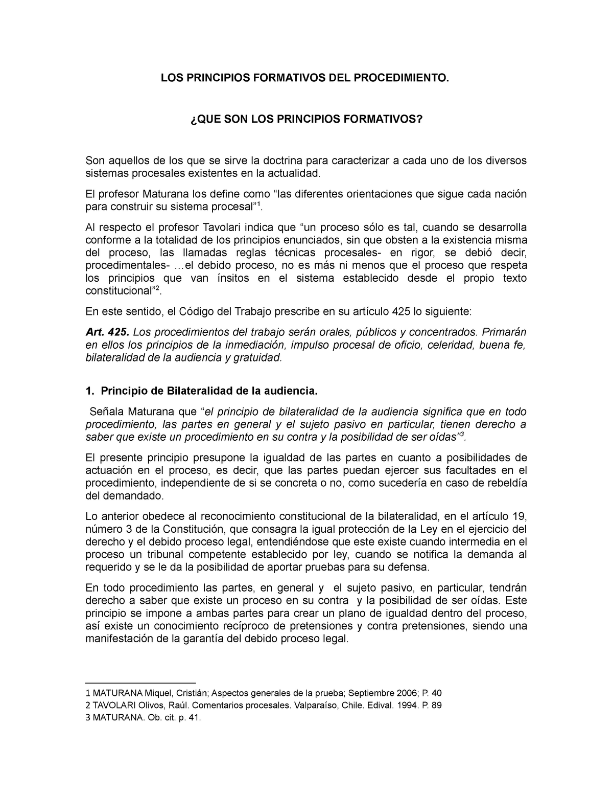 Los Principios Formativos Del Procedimiento Laboral Y Normas Comunes