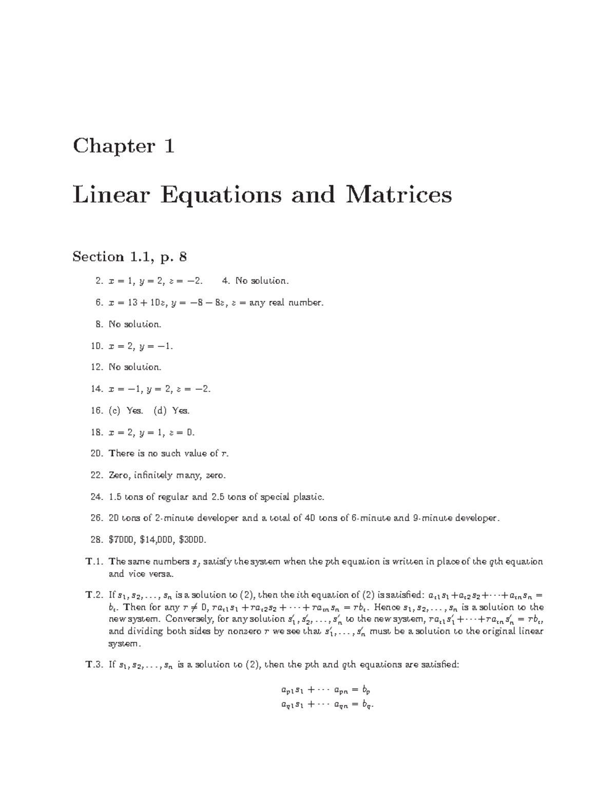 Introductory Linear Algebra Solution Ma Chapter 1 Linear Equations