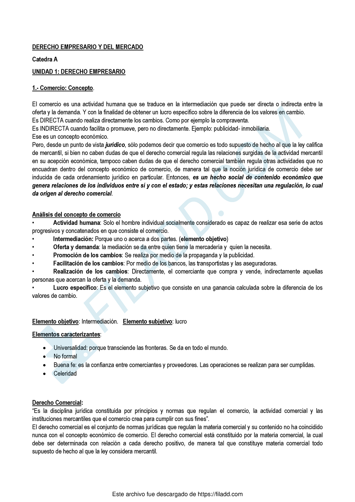 Unidad 1 Dem Apunte 1 Derecho Empresario Y Del Mercado Catedra A