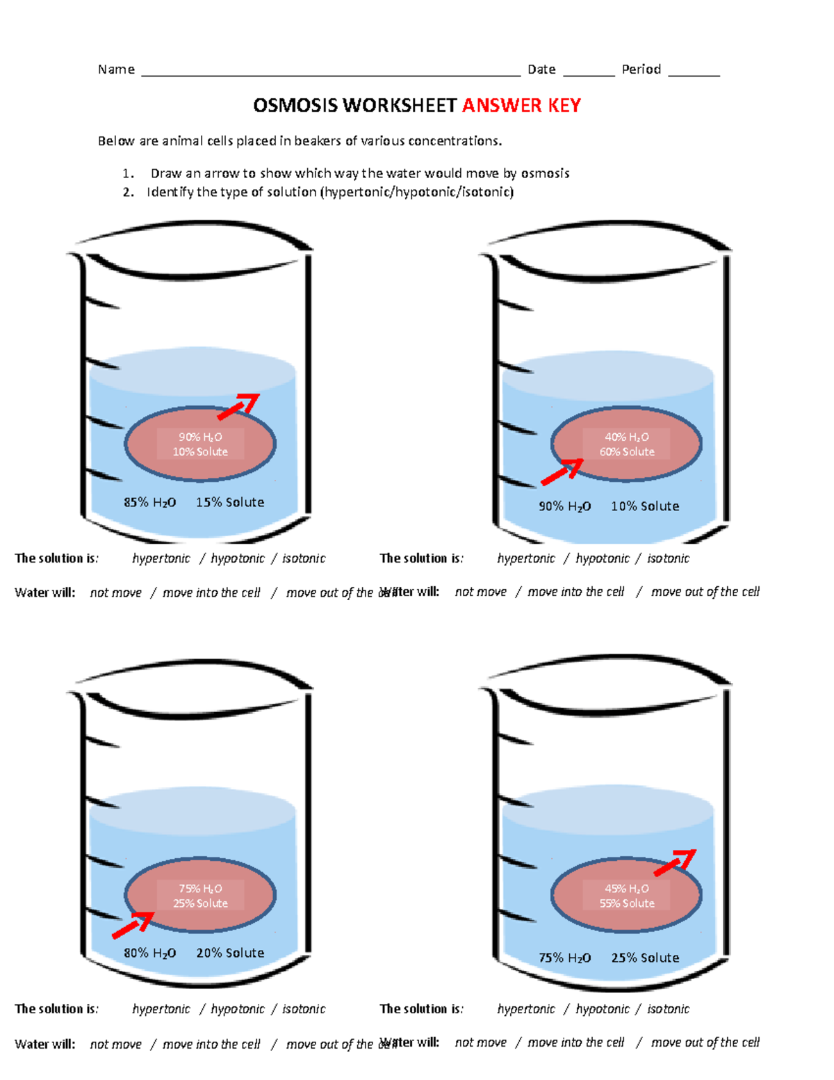 Osmosis Worksheet And Types Of Solutions Answer Key 2 Name Studocu