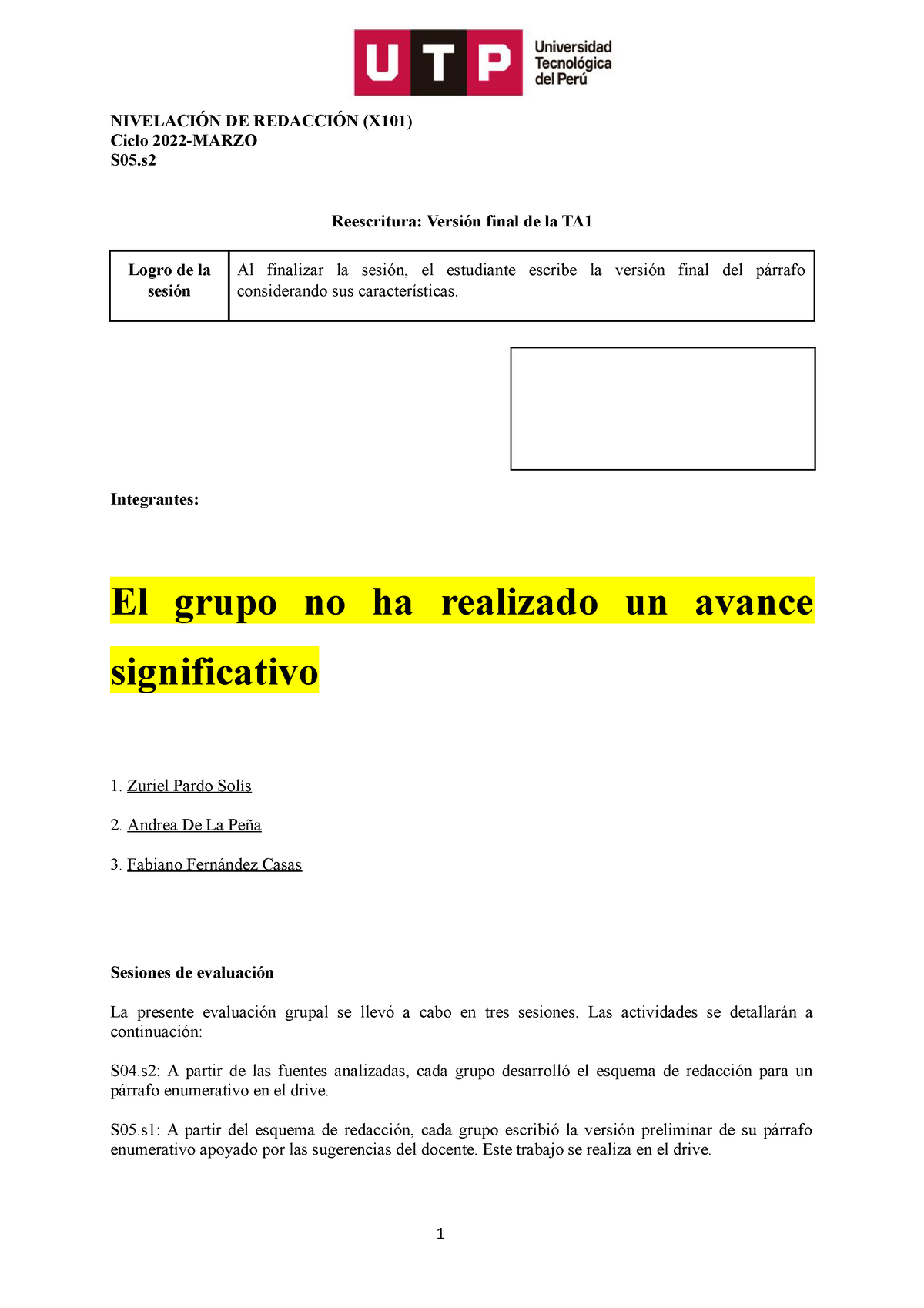 Trabajo Grupo 16 NivelaciÓn De RedacciÓn X101 Ciclo 2022 Marzo S05