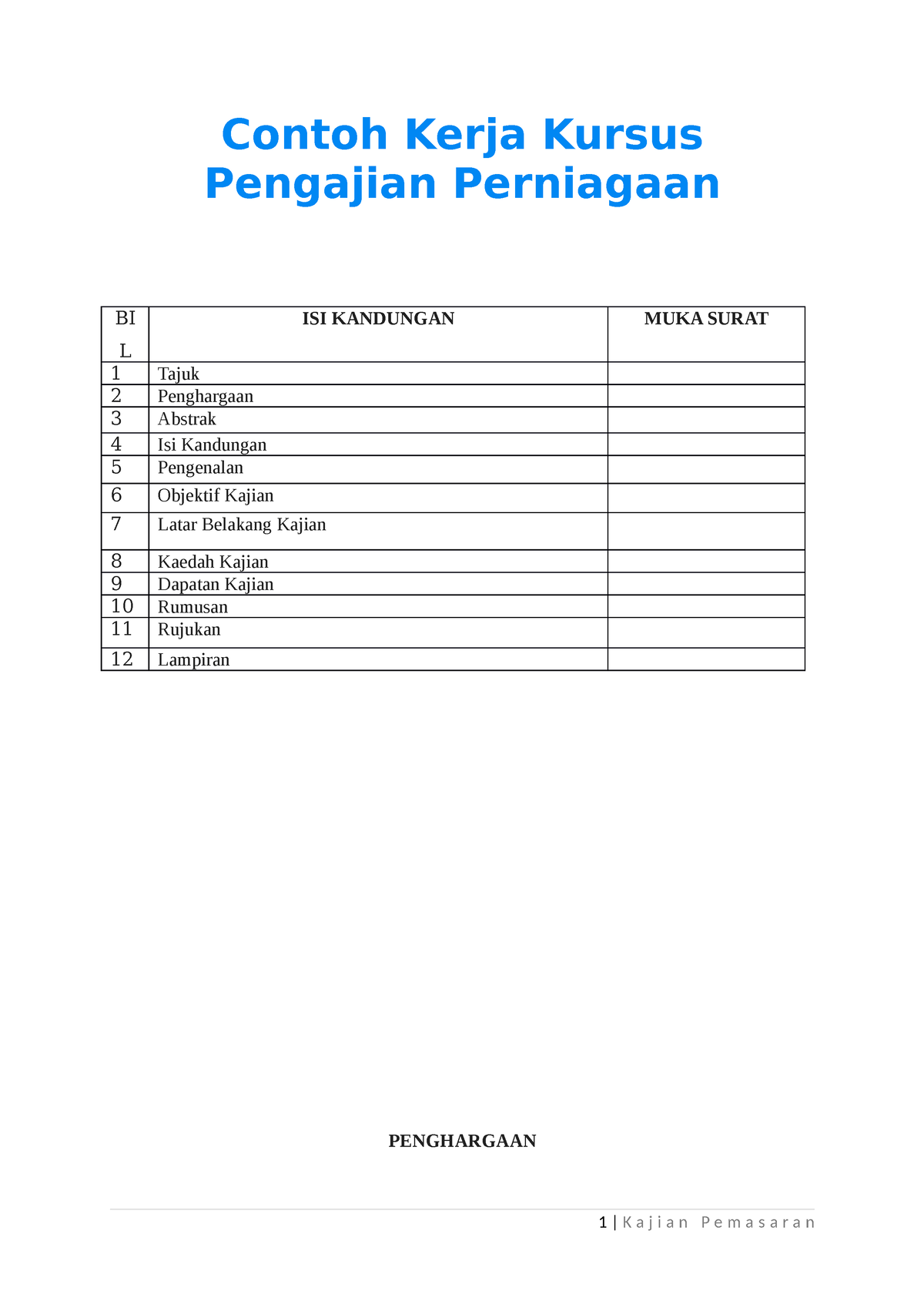 Contoh Kerja Kursus Pengajian Perniagaan Contoh Kerja Kursus