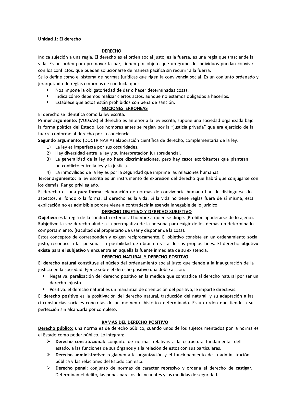 Derecho Resumen Final Pdf Unidad 1 El Derecho Derecho Indica