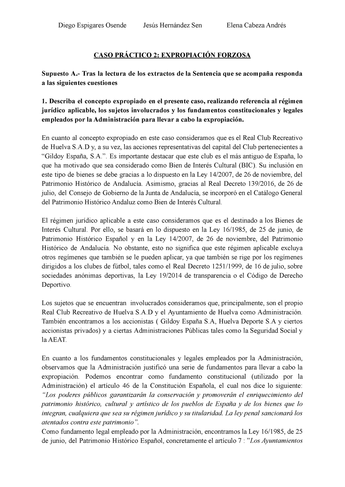 Caso Práctico 2 Expropiación Forzosa Caso PrÁctico 2 ExpropiaciÓn