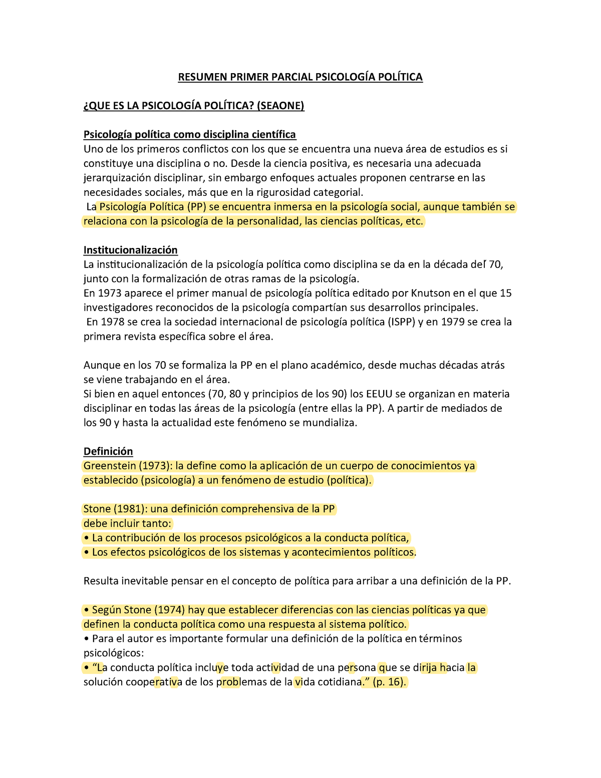 Resumen Primer Parcial Psicología Política Resumen Primer Parcial