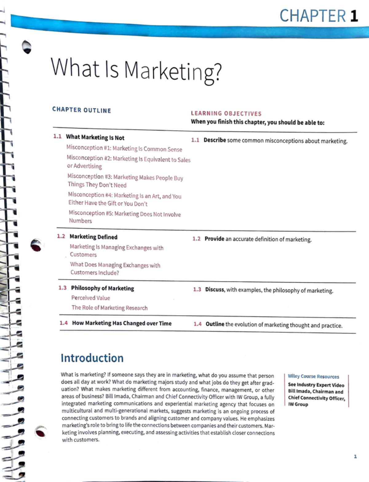 Introduction To Marketing Chapter 1 I Chapter 1 What Is Marketing