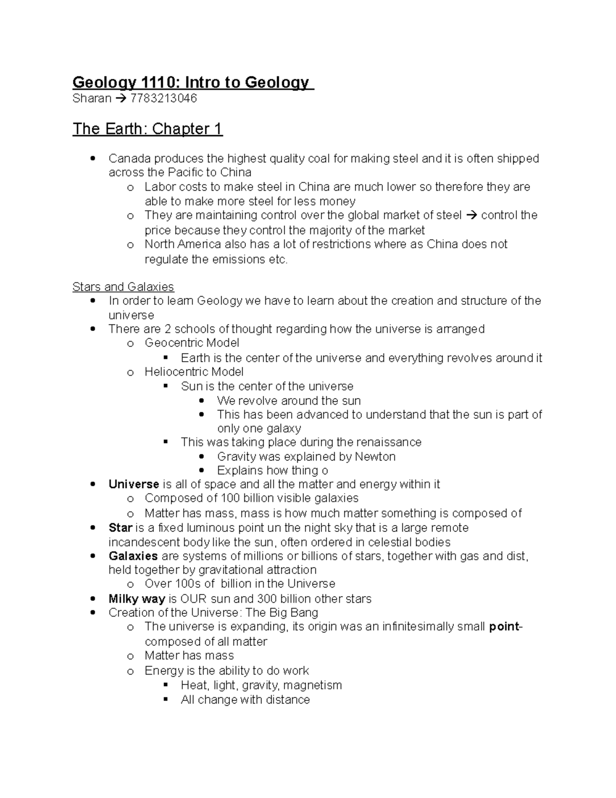 Geology 1110 The Earth And Universe Geology 1110 Intro To Geology