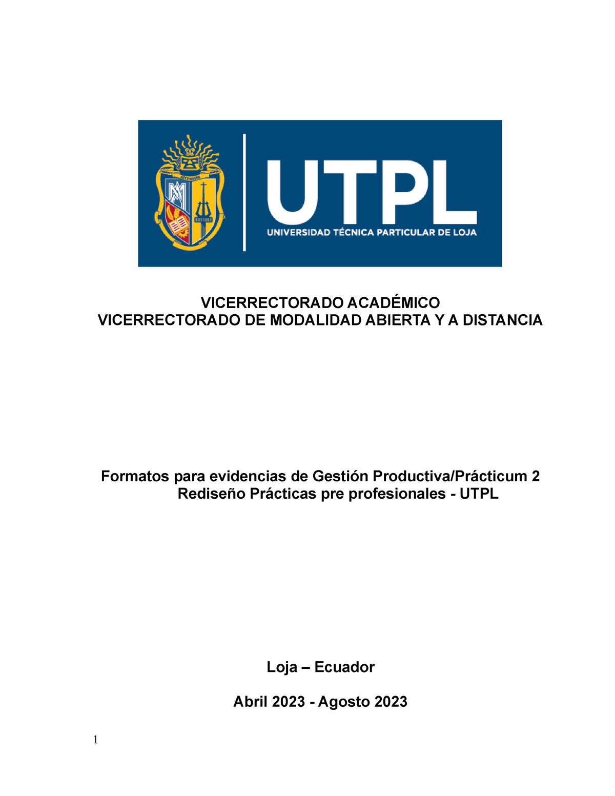 Formato De Informe Final 1 Vicerrectorado AcadÉmico Vicerrectorado De