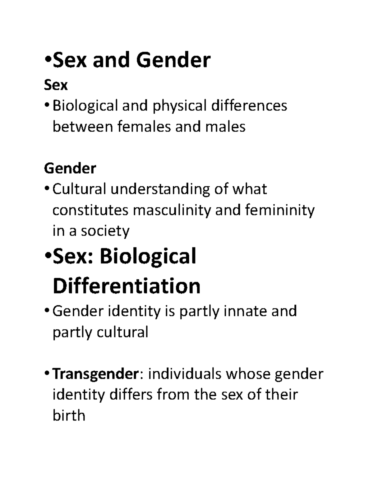 Sex And Gender • Sex And Gender Sex Biological And Physical