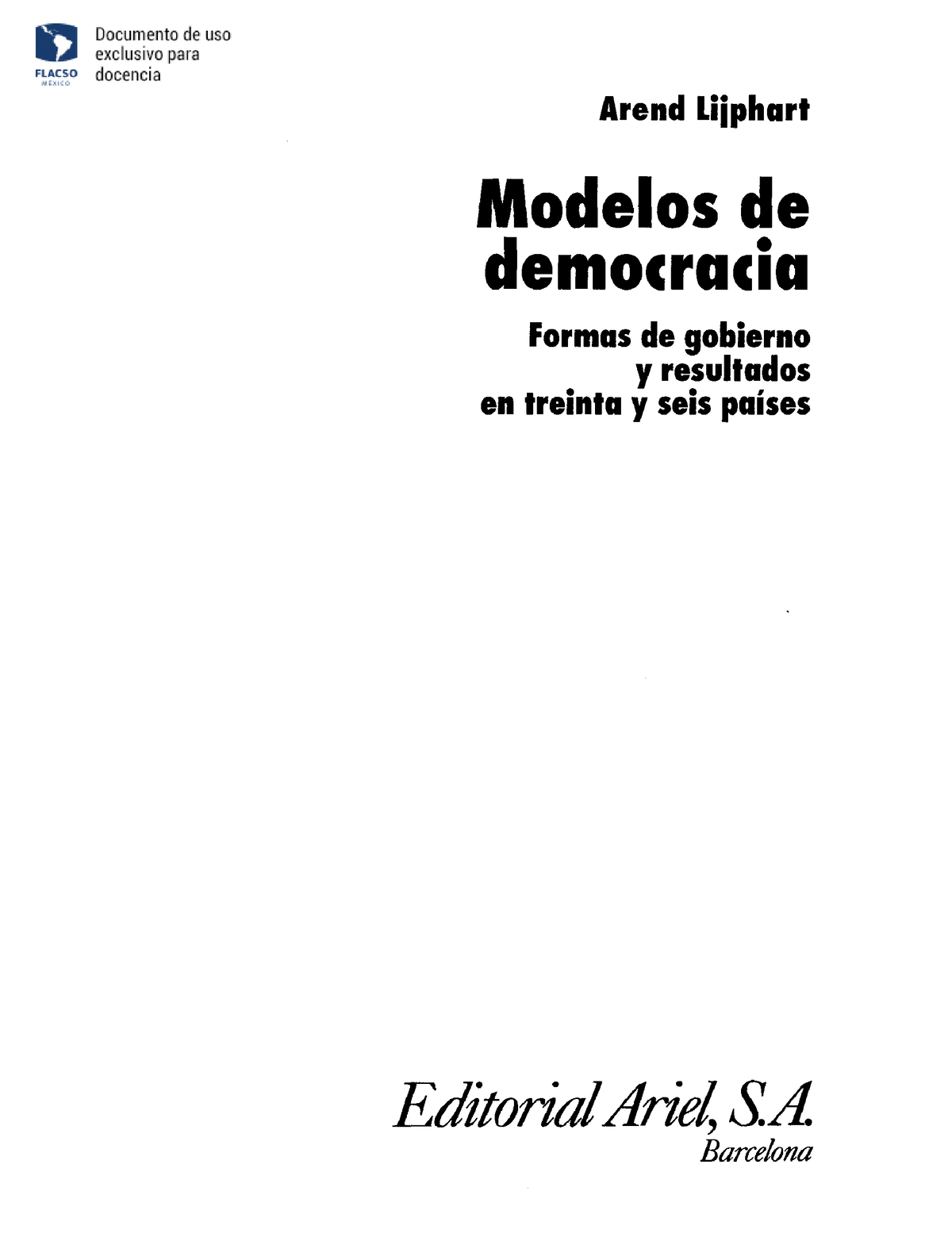 Lijphart Modelos De Democracia Cap2 1 Arend Liiphart Modelos De