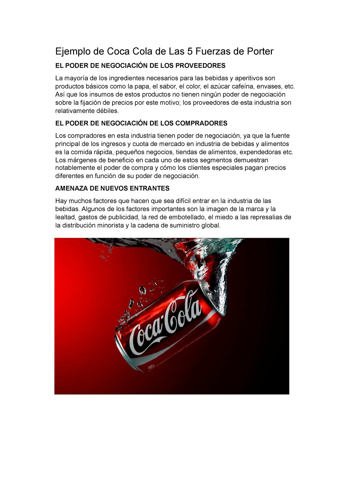 Ejemplo De Coca Cola De Las 5 Fuerzas De Porter Compress Ejemplo De