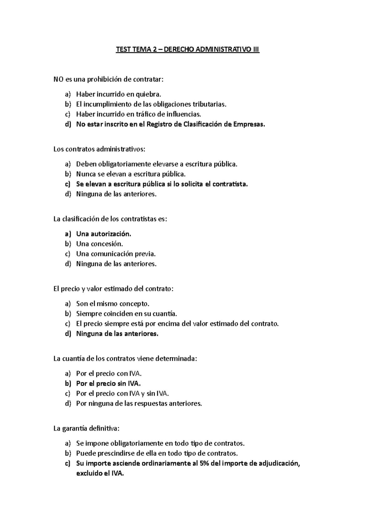 Derecho Administrativo Iii Test Tema 2 Test Tema 2 Derecho