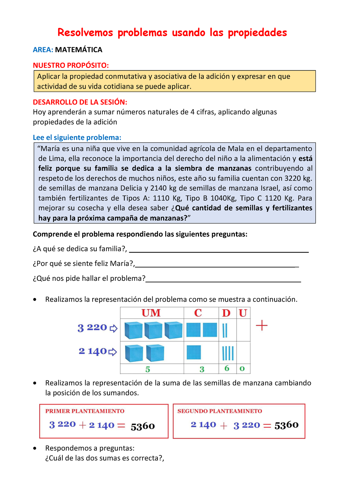 4° Sesion M Resolvemos Problemas Usando Las Propiedades Matematica