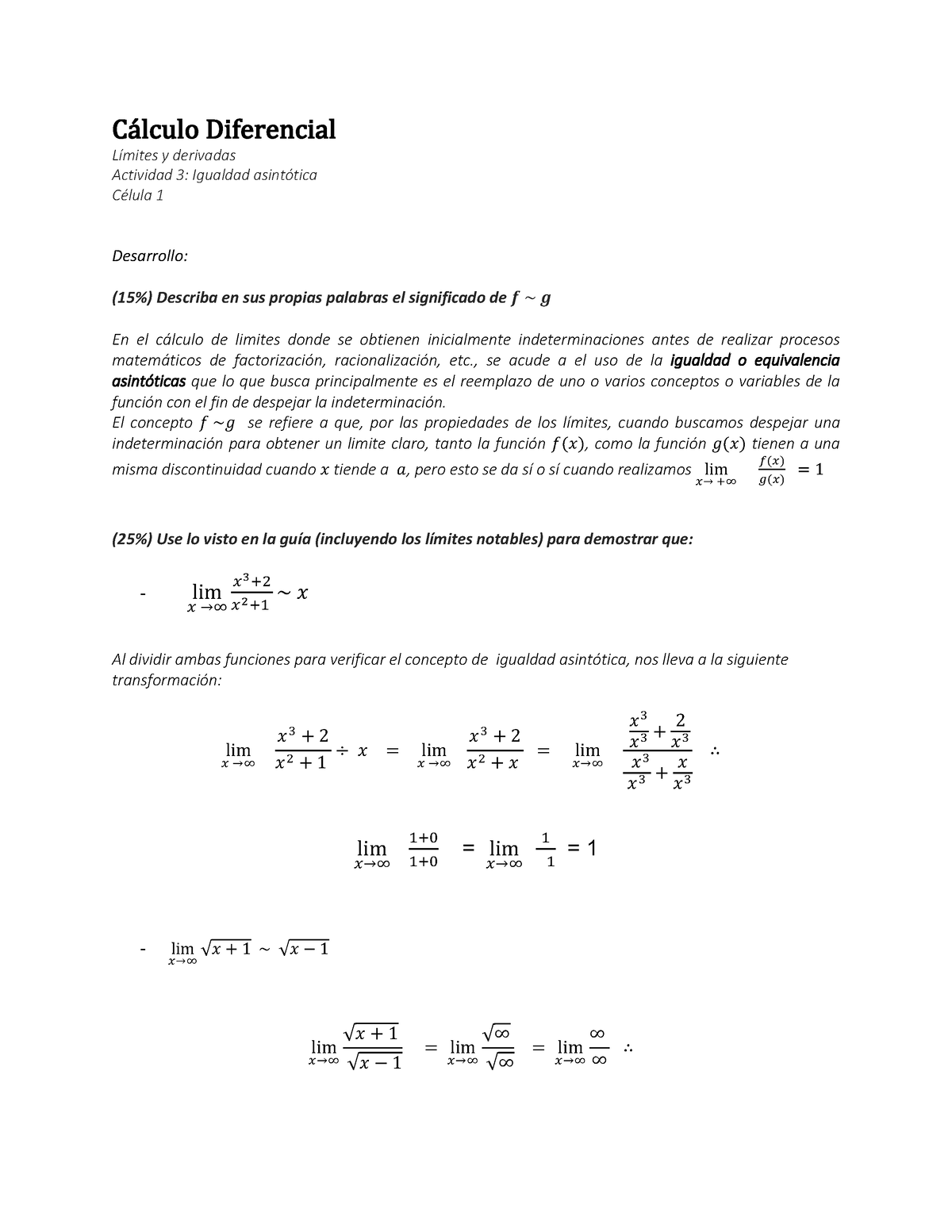 Cálculo Diferencial Tarea 3 Cálculo Diferencial Límites Y Derivadas