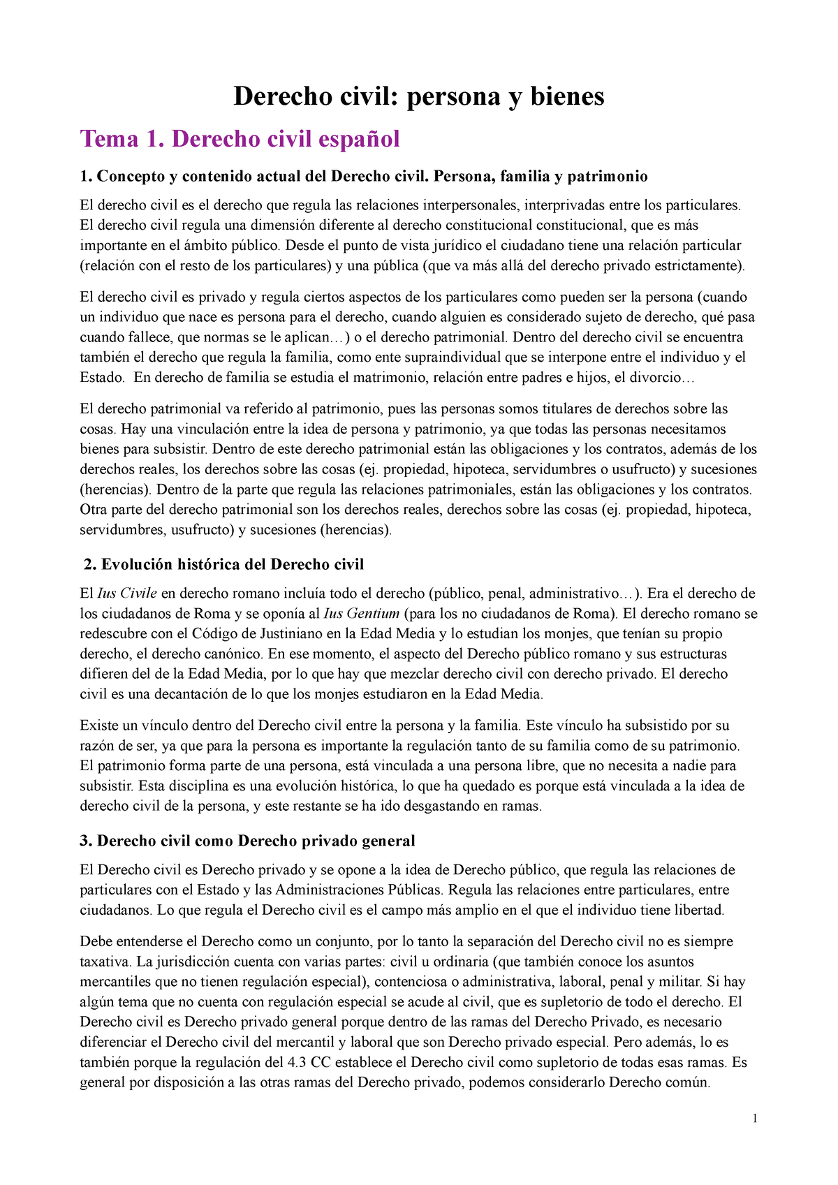 Civil Persona Y Bienes Apuntes Derecho Civil Persona Y Bienes Tema 1