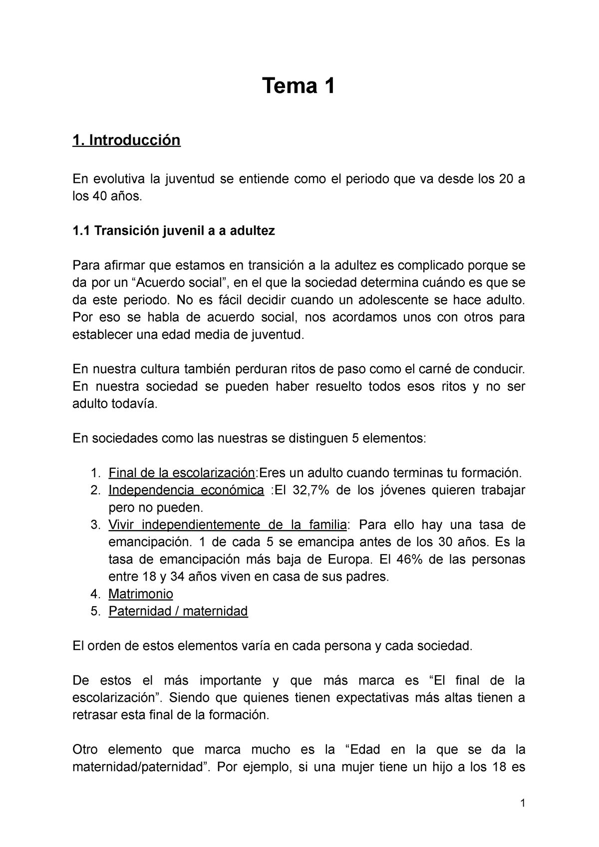 Tema 1 Se Trata De Unos Apuntes De Psicología De La Adultez Y Vejez