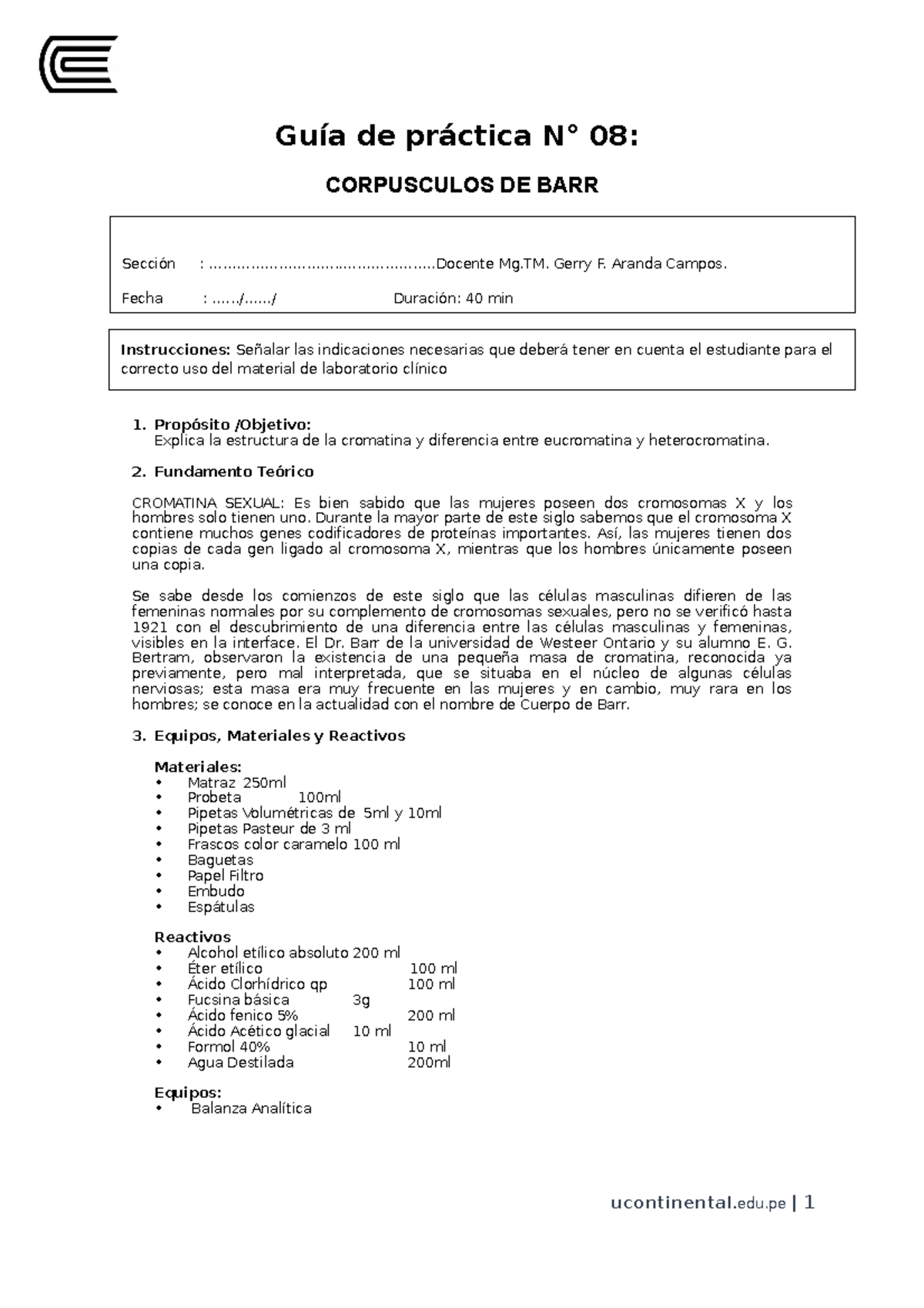 Guía De Práctica N°8 Practicas Guía De Práctica N° 08 Corpusculos