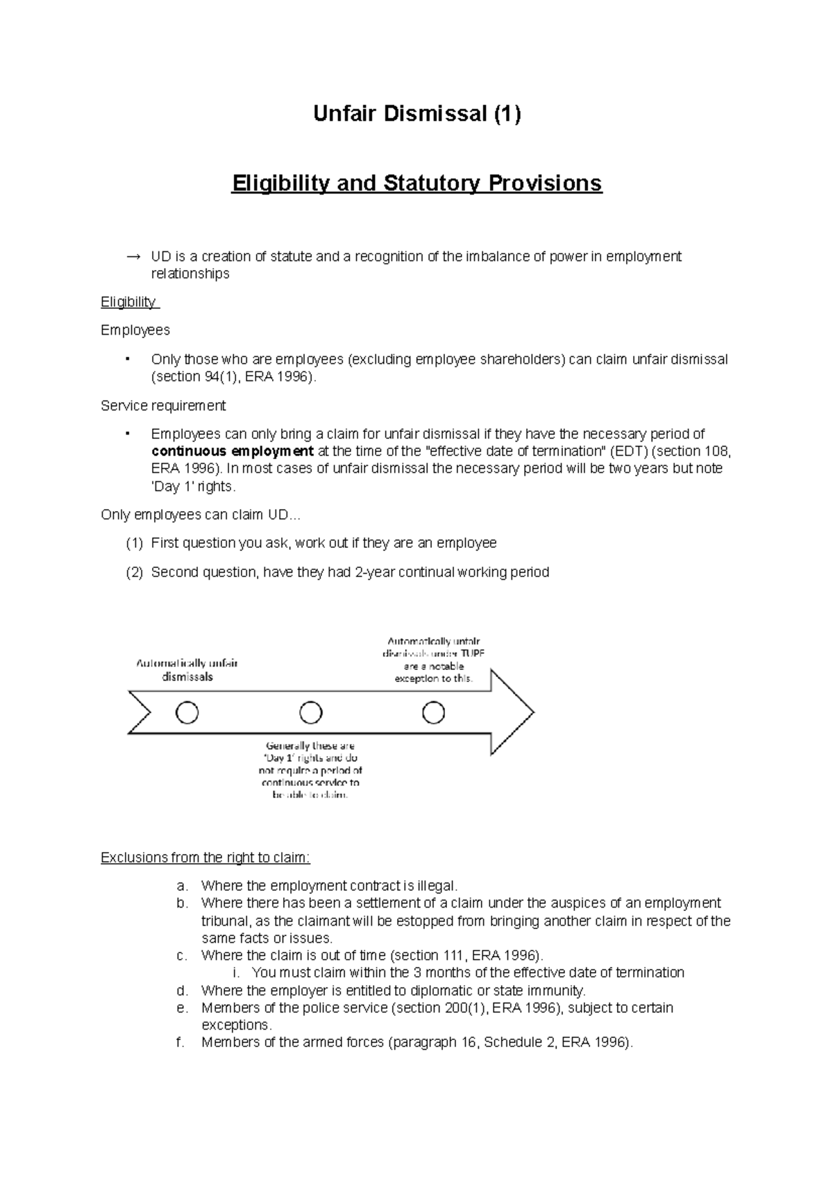 5 7 Unfair Dismissal Unfair Dismissal 1 Eligibility And Statutory