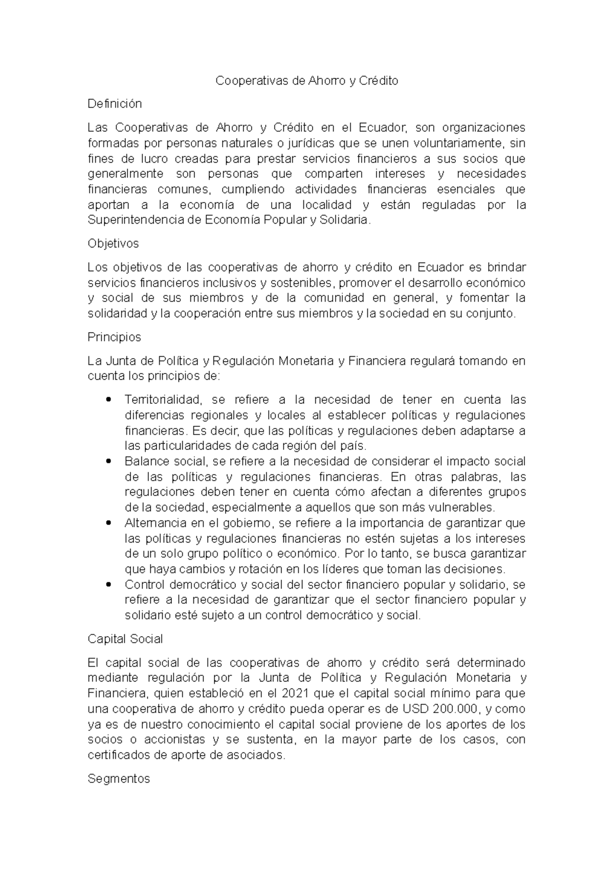 Cooperativas De Ahorro Y Crédito Cooperativas De Ahorro Y Crédito