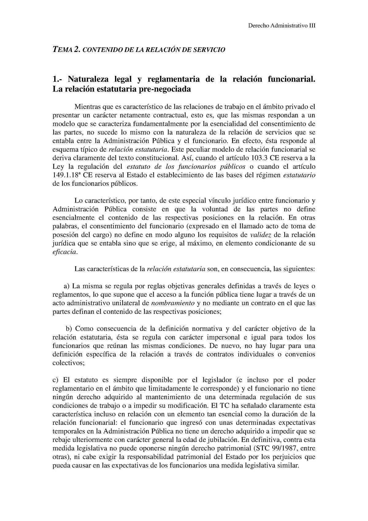 Tema 2 Apuntes 2 Derecho Administrativo Iii Tema 2 Contenido De La