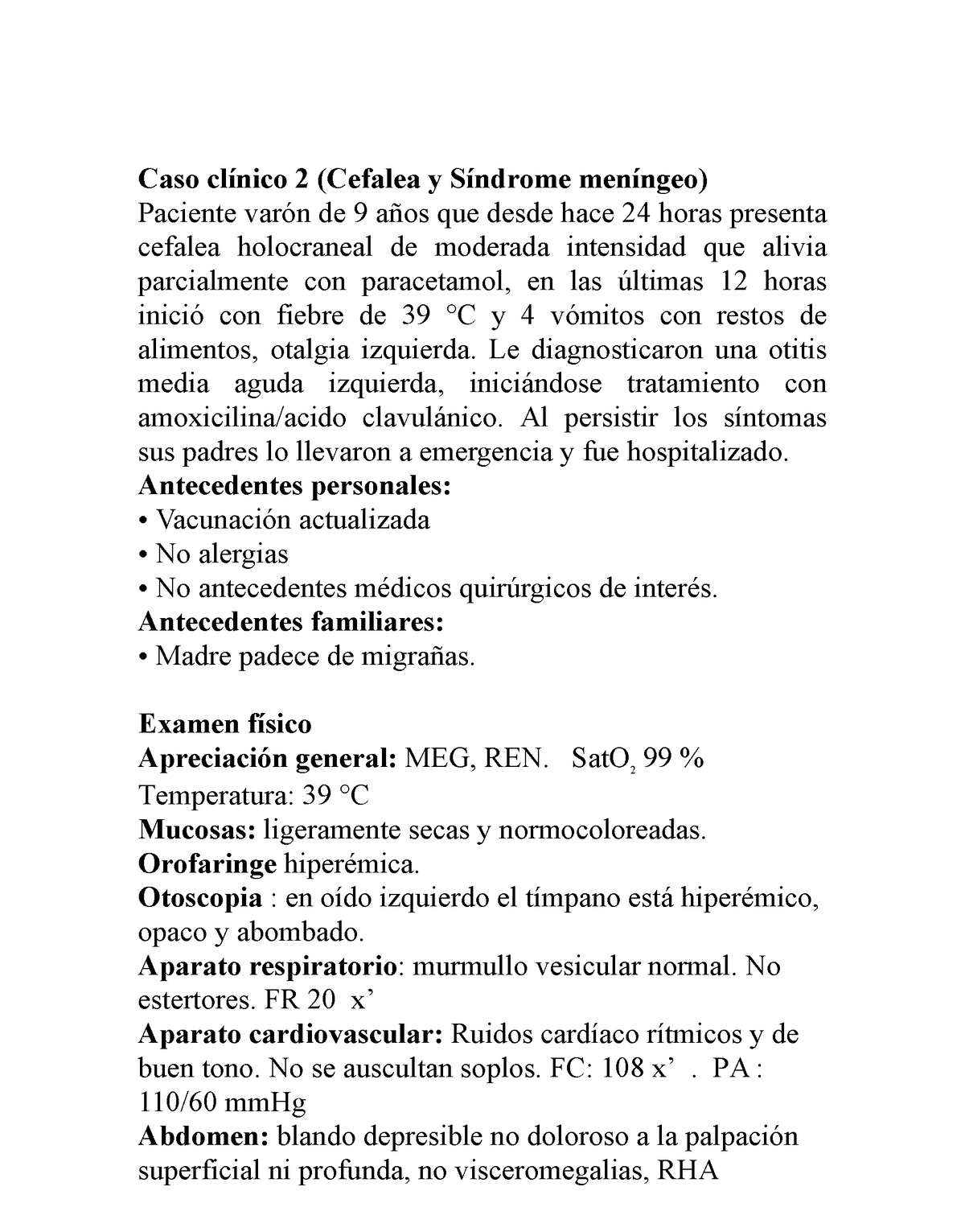 Caso Clínico Sesión 2 Caso Clínico 2 Cefalea Y Síndrome Meníngeo