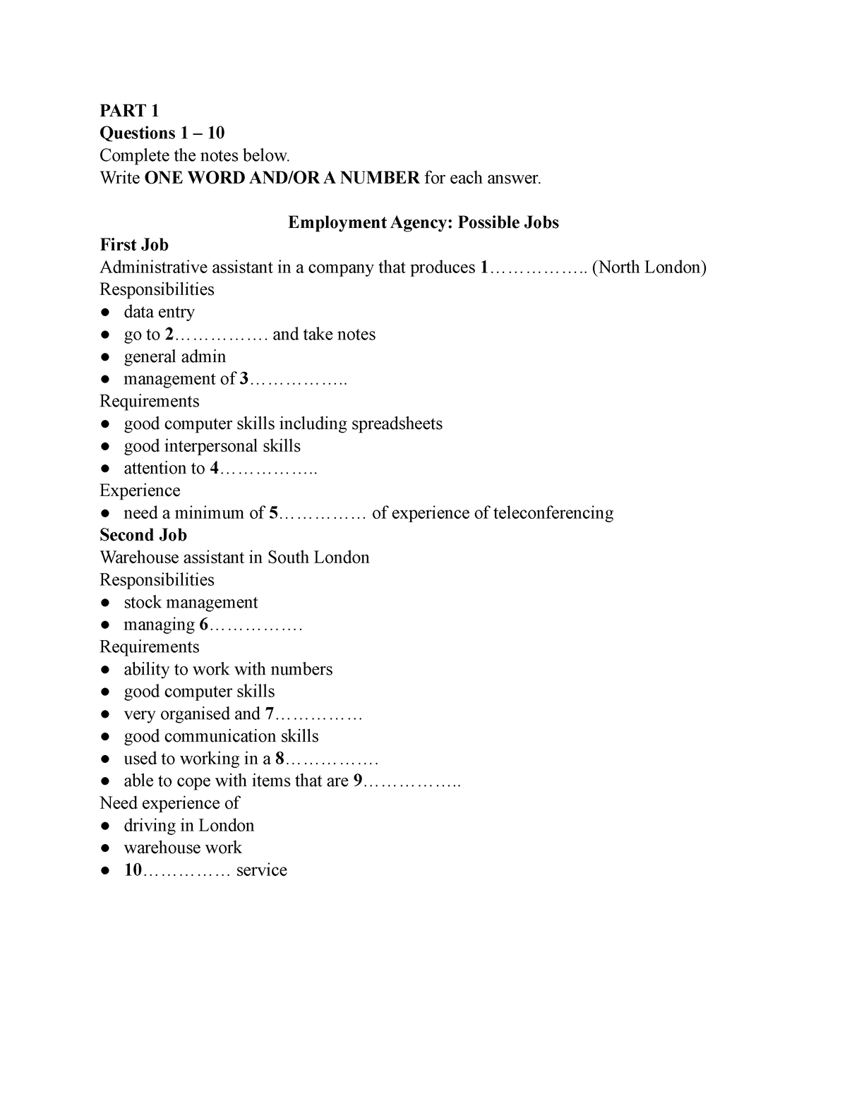 Cambridge Ielts 15 Listening Test 03 Questions 1 10 Complete The