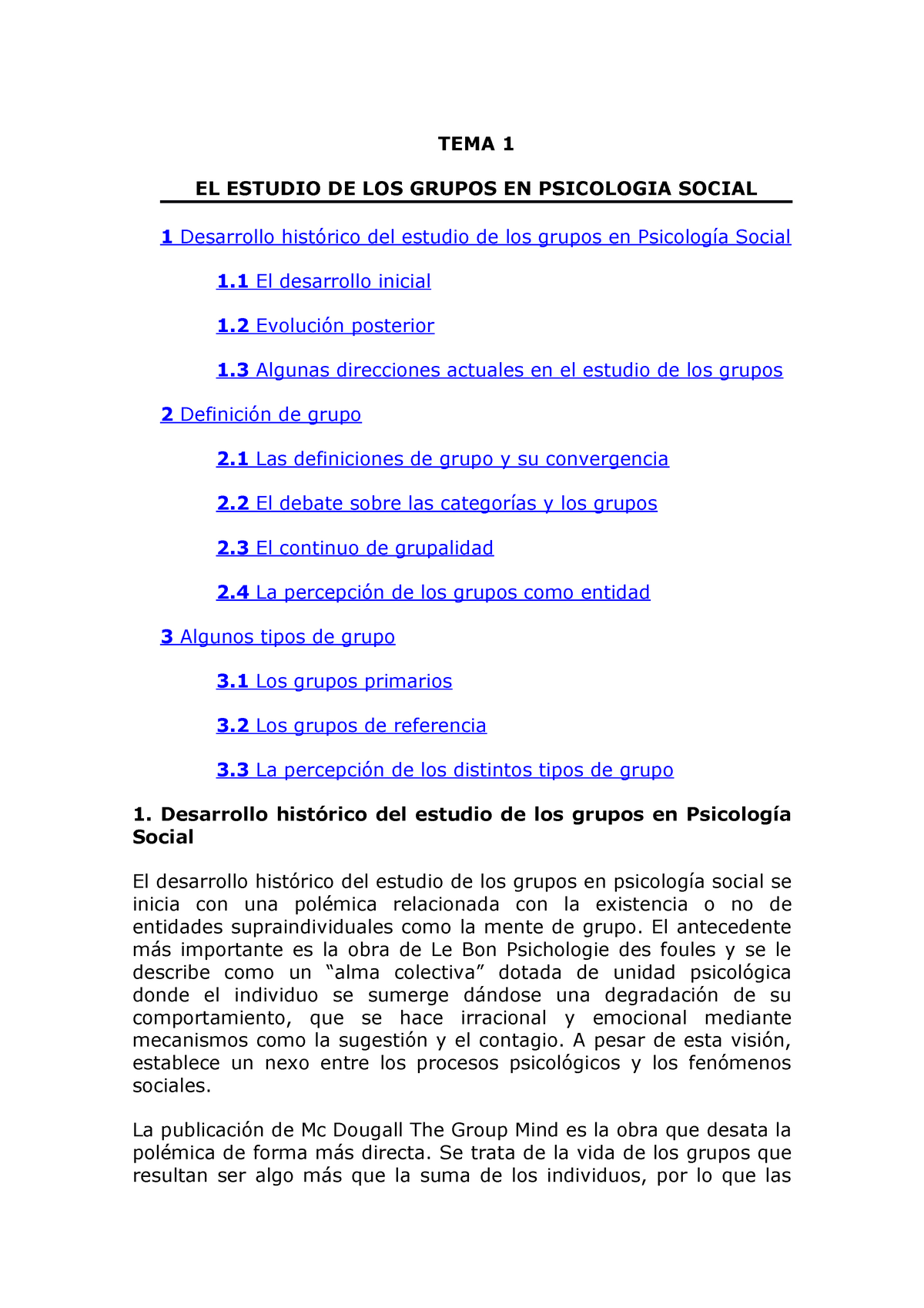 Apuntes De Psicologia De Grupos Tema 1 El Estudio De Los Grupos En