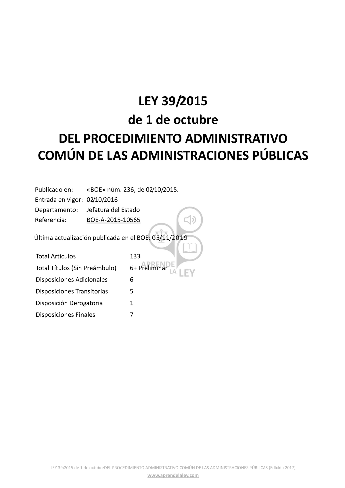 Ley 39 2015 Procedimiento Administrativo Común Administraciones