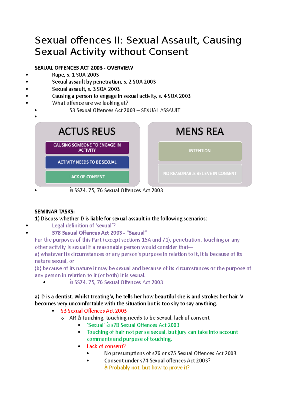 Sexual Offences Ii Sexual Assault Causing Sexual Activity Without