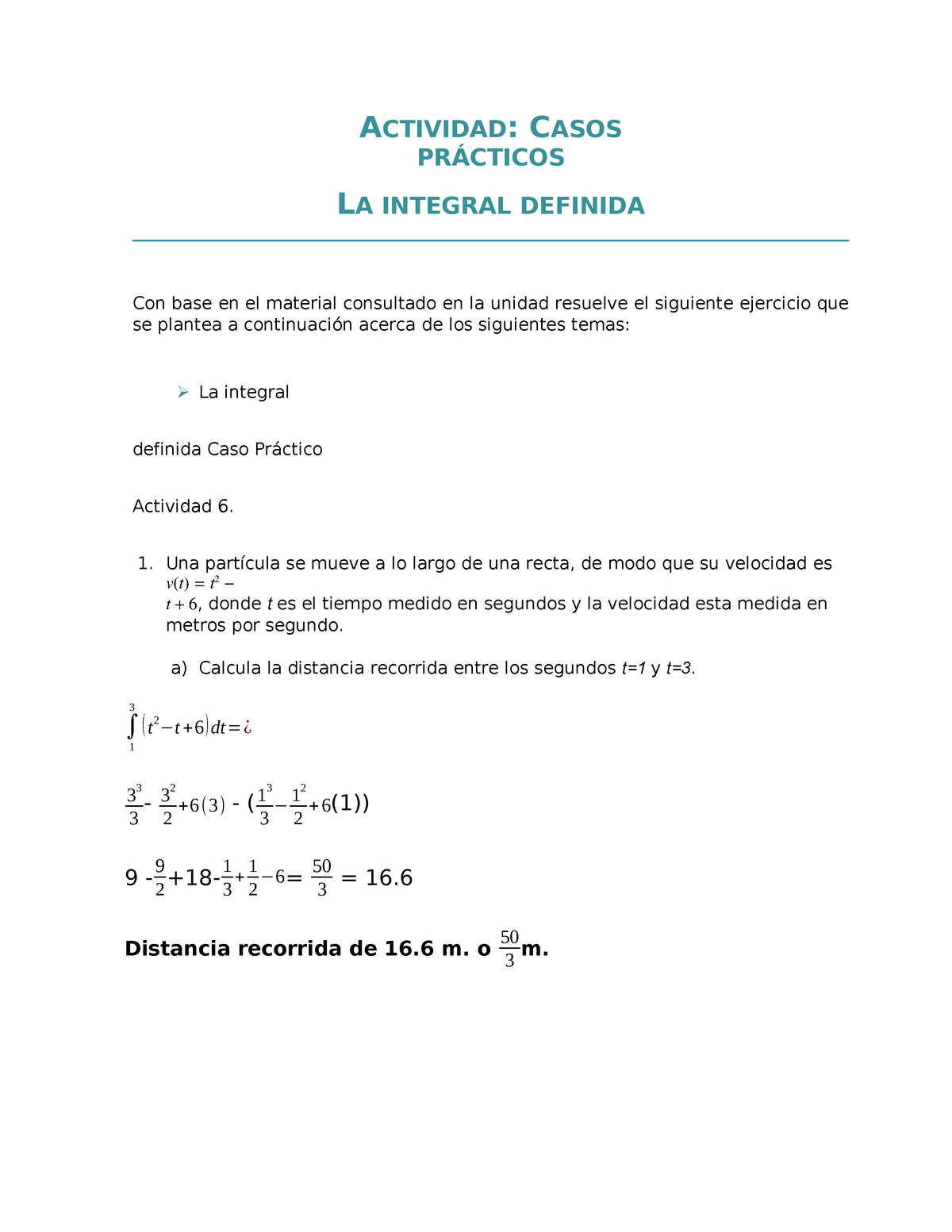 Actividad 7 Casos Prácticos Actividad Casos PrÁcticos La Integral