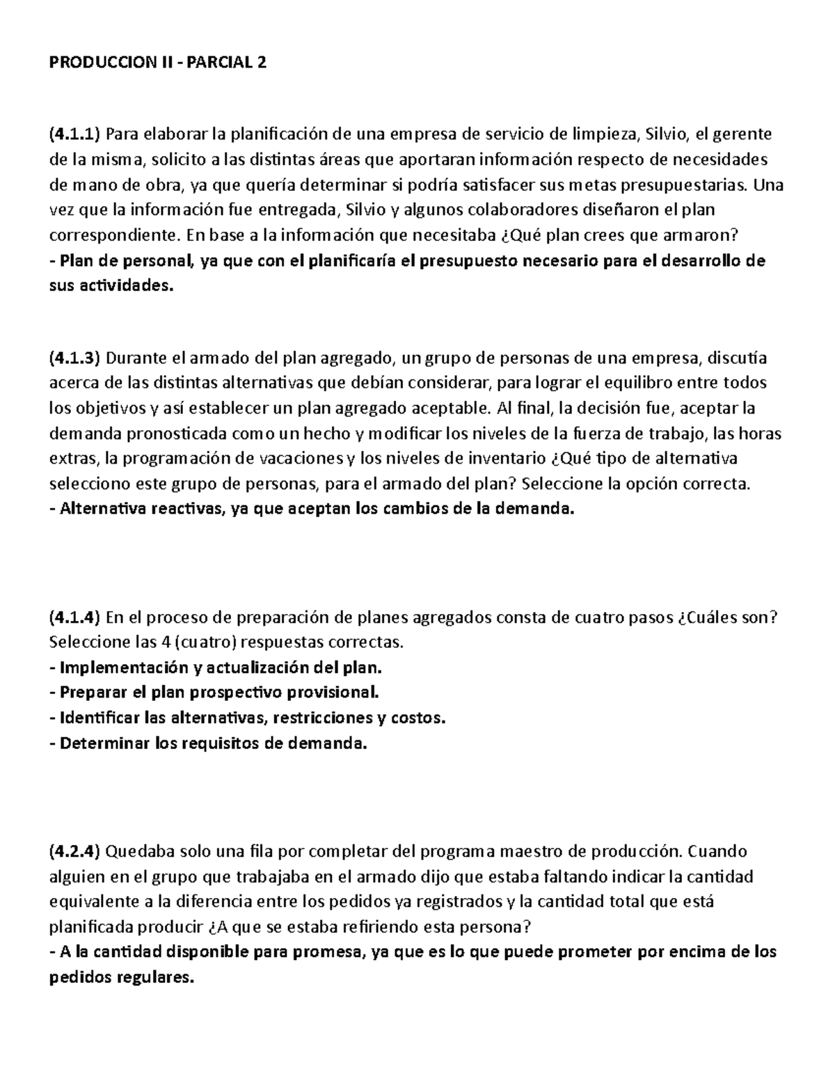 Preguntero Parcial 2 Produccion Ii Parcial 2 41 Para Elaborar