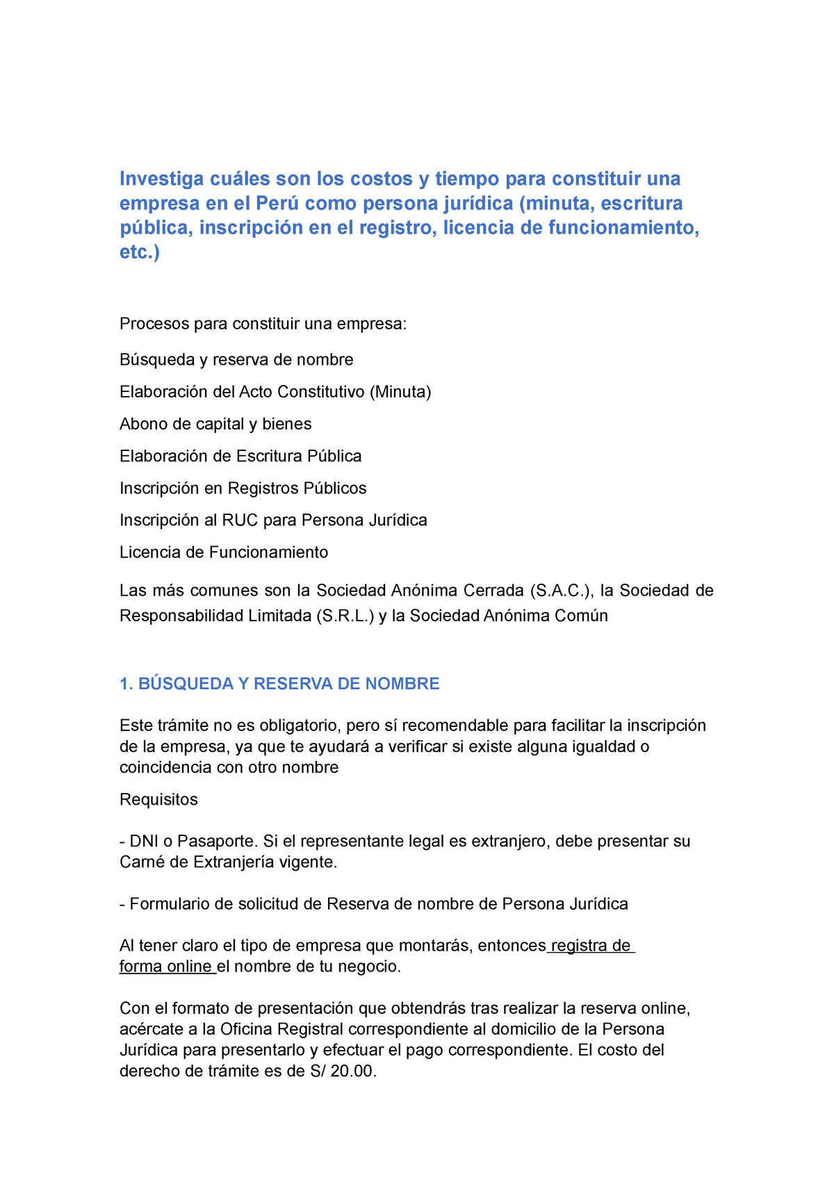 Costos Para Constituir Una Empresa Investiga Cuáles Son Los Costos Y