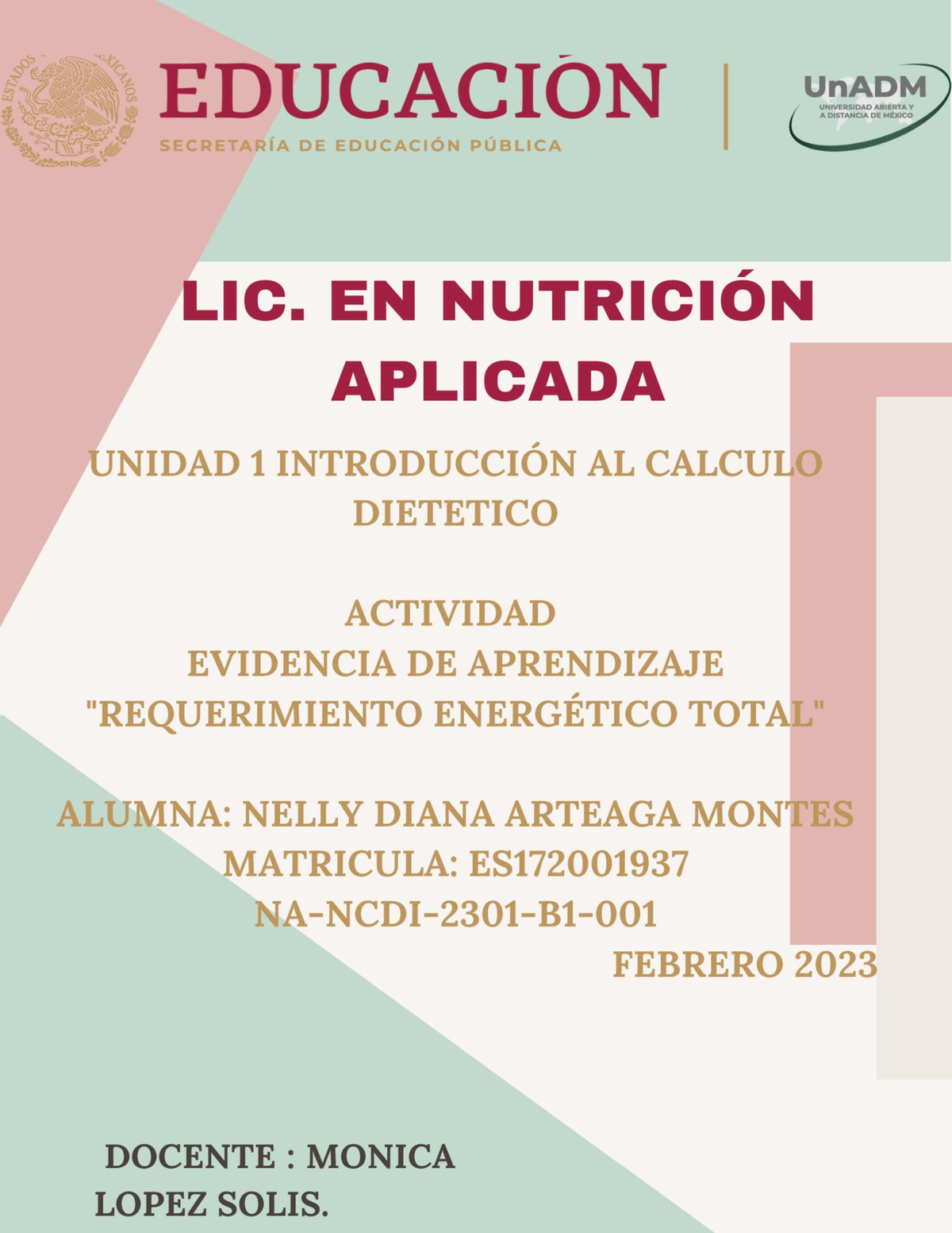 Cdi U1 Ea Neam Calculo Dietetico Calculo Dietetico Unadm Studocu