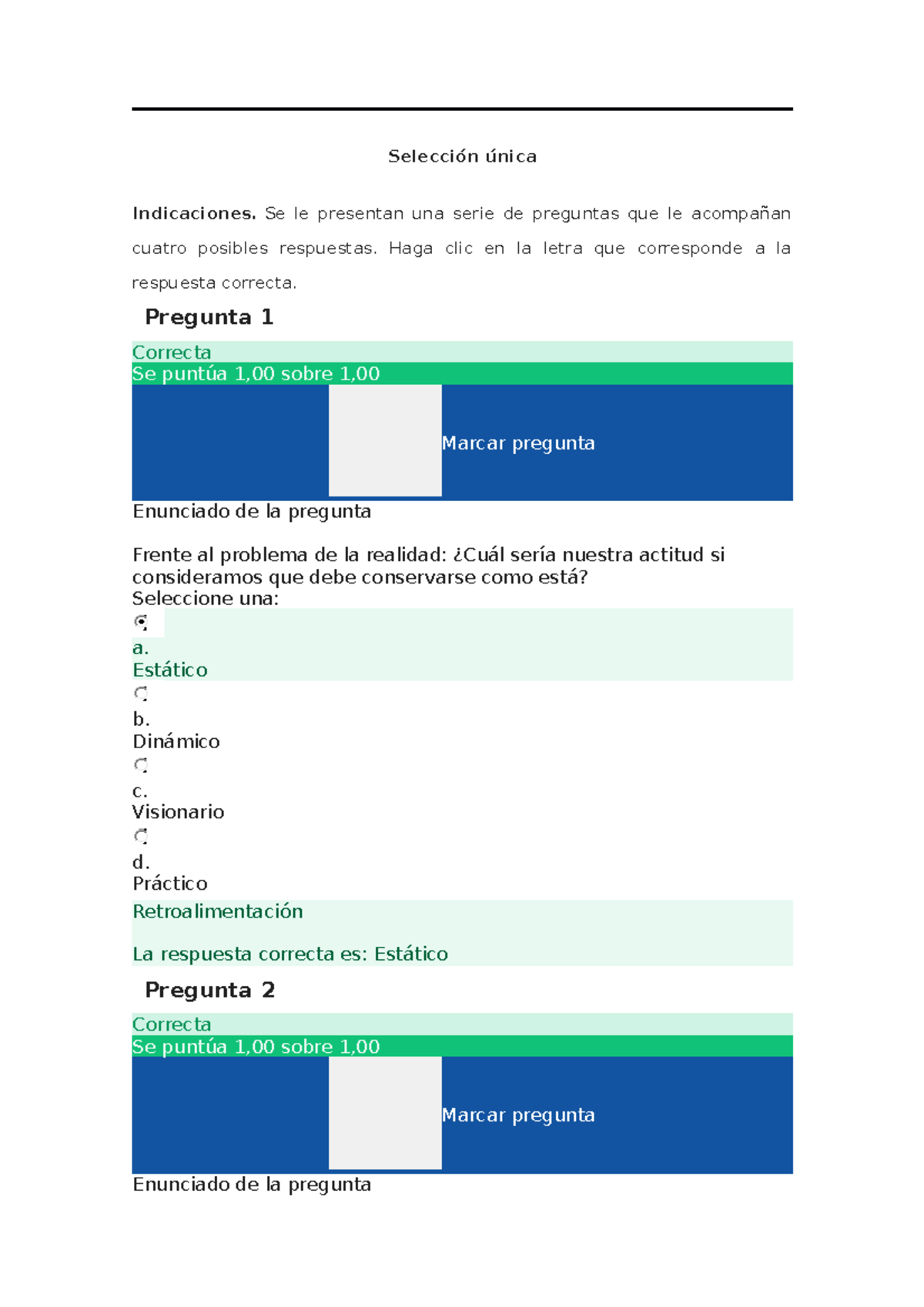 Actividad 2 5 Cuestionario Selección única Indicaciones Se Le