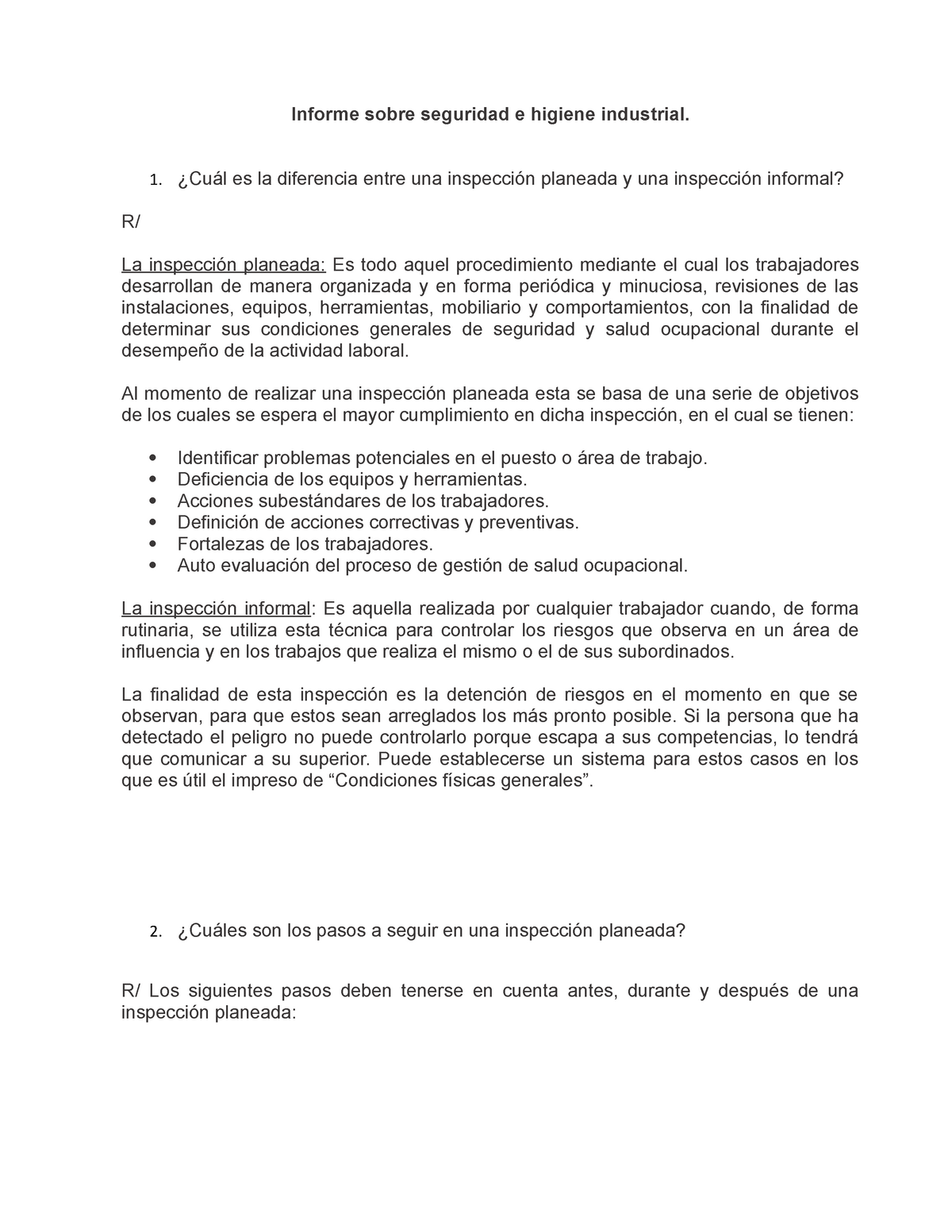 Informe Tecnico De Higiene Y Seguridad Del Trabajador Images And